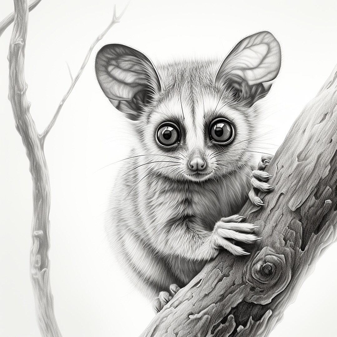 Bushbaby Primate Instant Download, Printable Realistic Wildlife Animal Image for Sticker, Logo ...