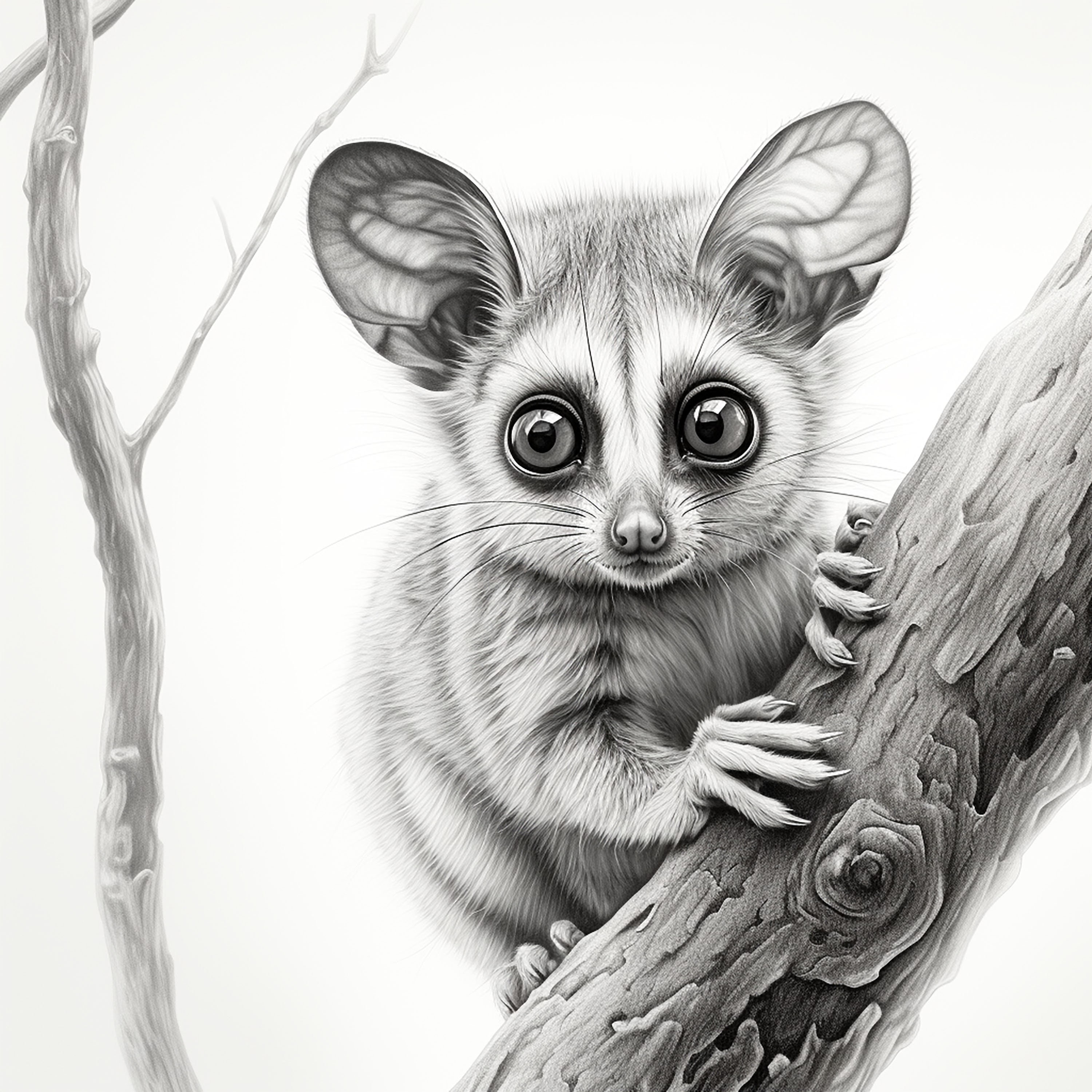 Bushbaby Primate Instant Download, Printable Realistic Wildlife Animal ...