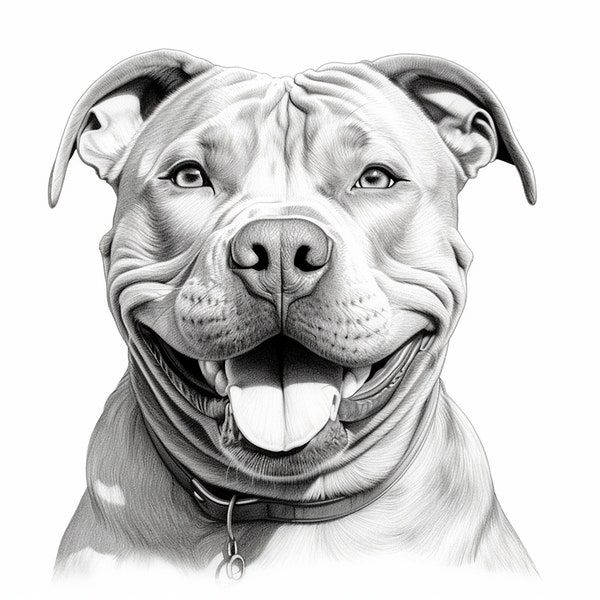 Pitbull Portrait Drawing - Etsy
