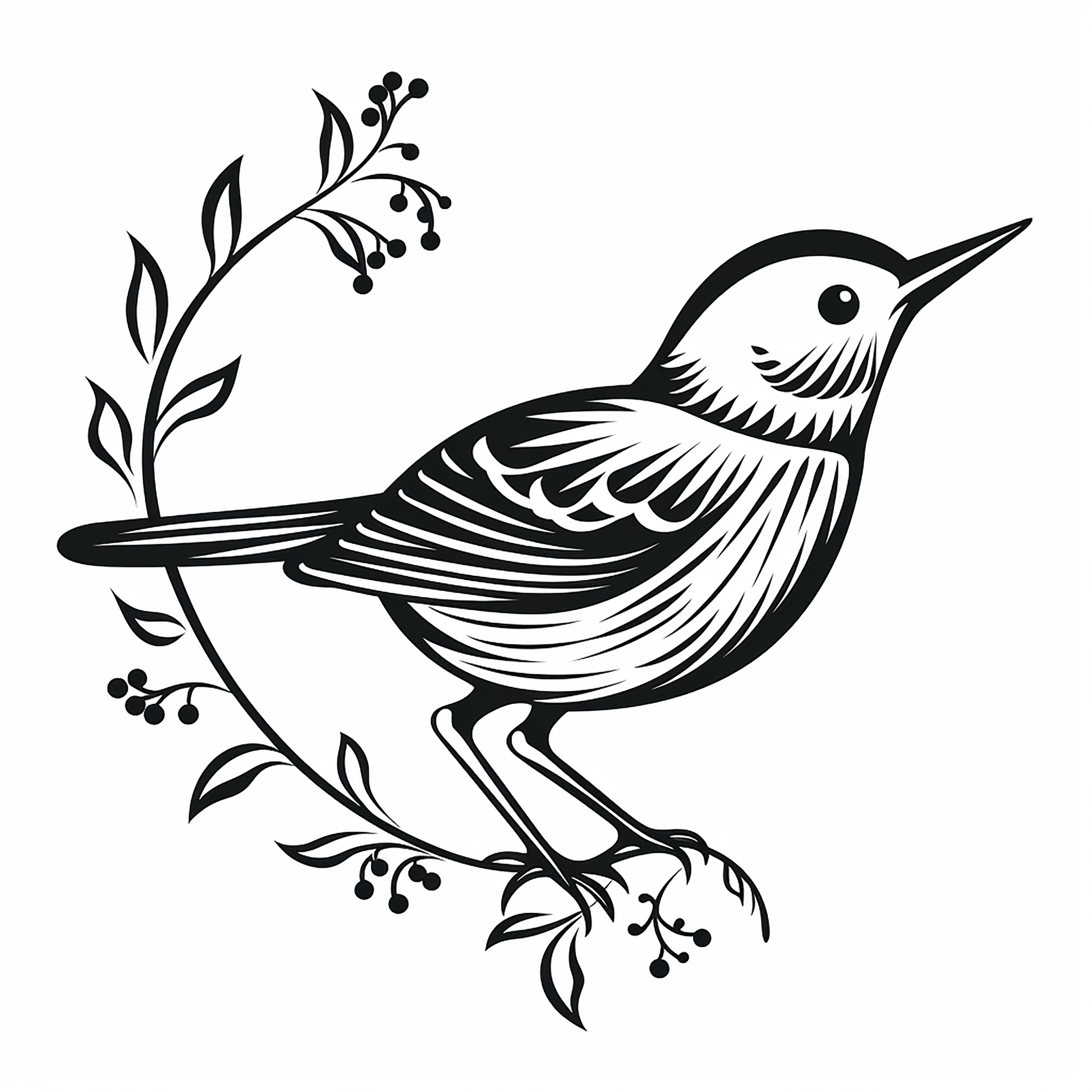 Bird Branch Clip Art Black