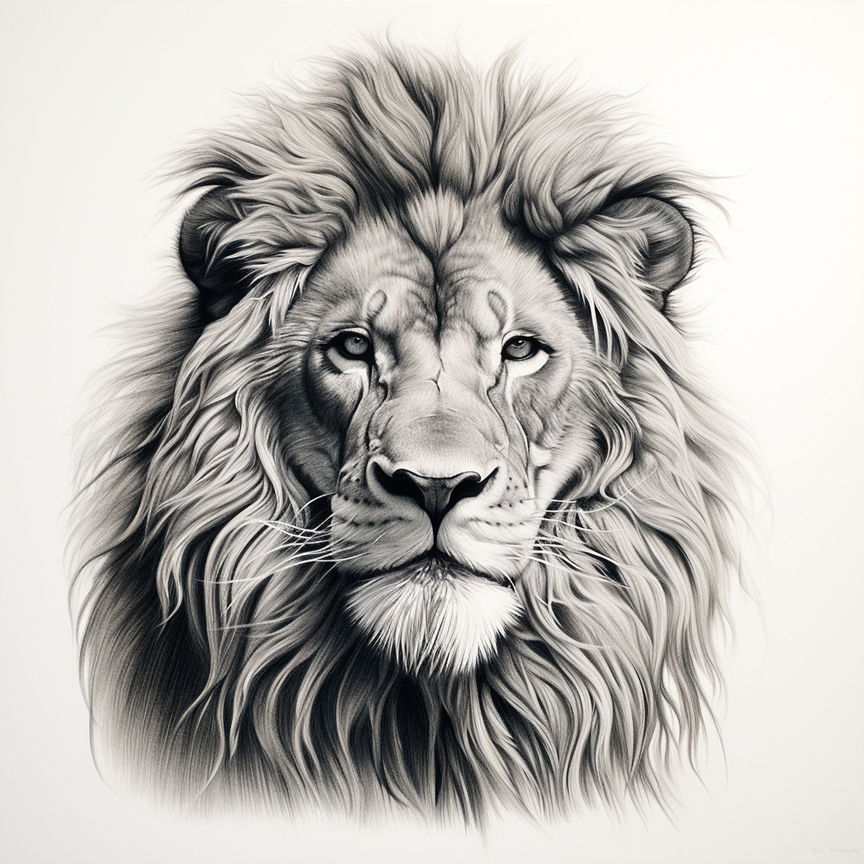 Lion Fine Line Portrait, Printable Wildlife Animal Image for Sticker, Stencil, Logo, Tattoo ...
