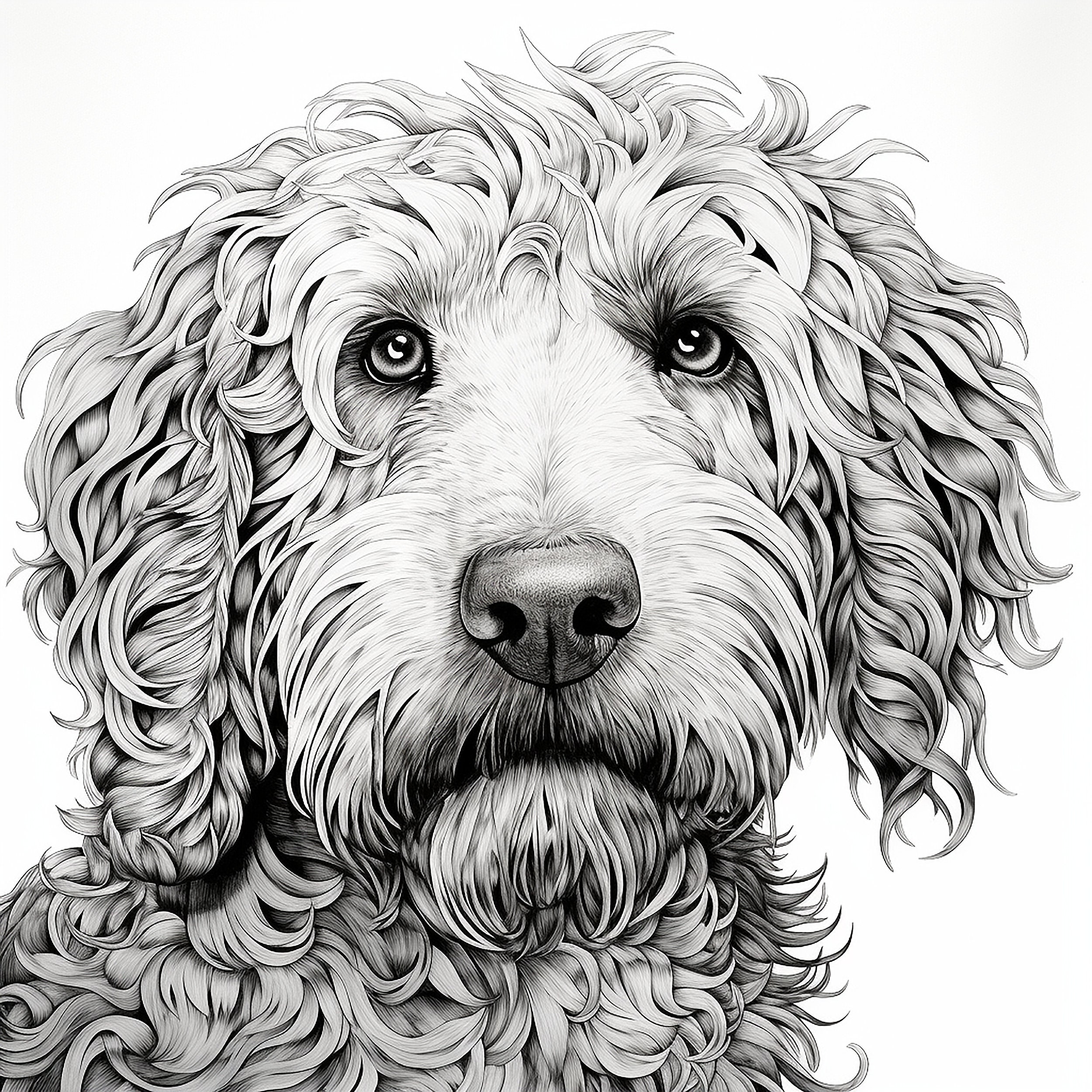 Labradoodle Pet Portrait Clip Art, Printable Dog Illustration for ...