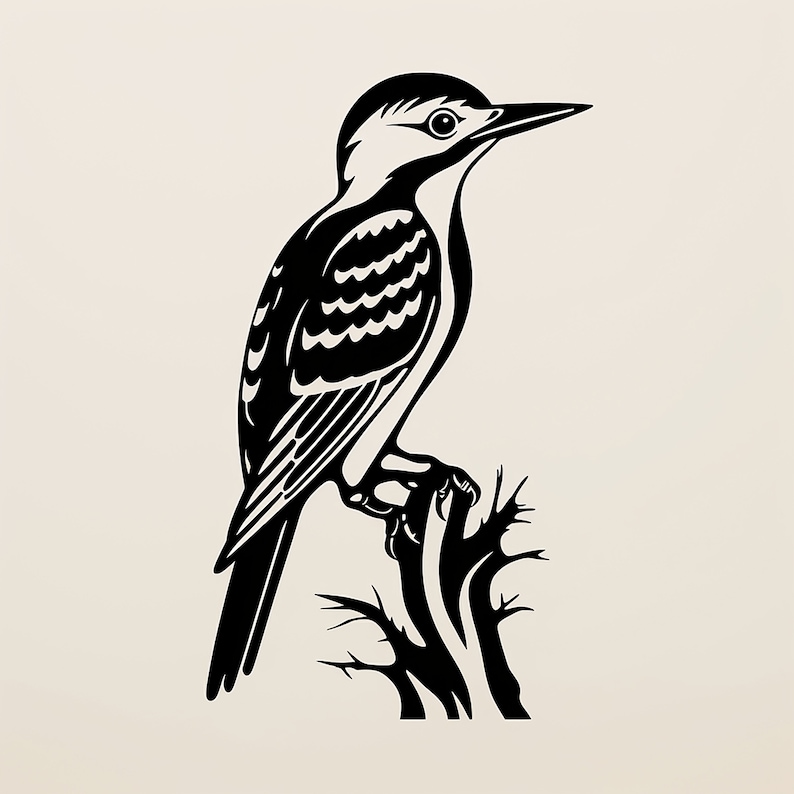 Woodpecker Solid Black Line Clip Art, Printable Bird Image for Sticker ...
