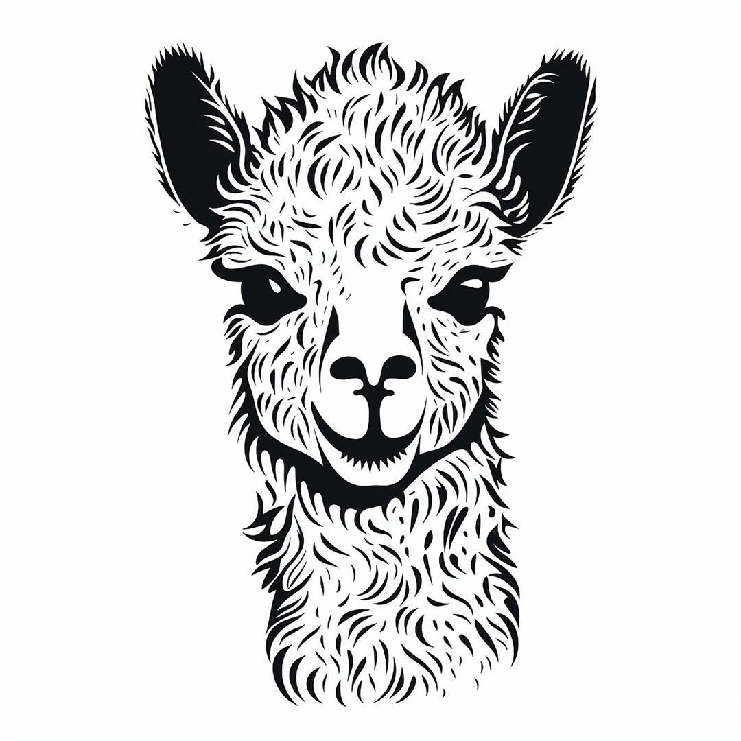 Alpaca Clip Art Illustration, Printable Farm Animal Decal for Sticker, Stencil, Logo, Tattoo ...