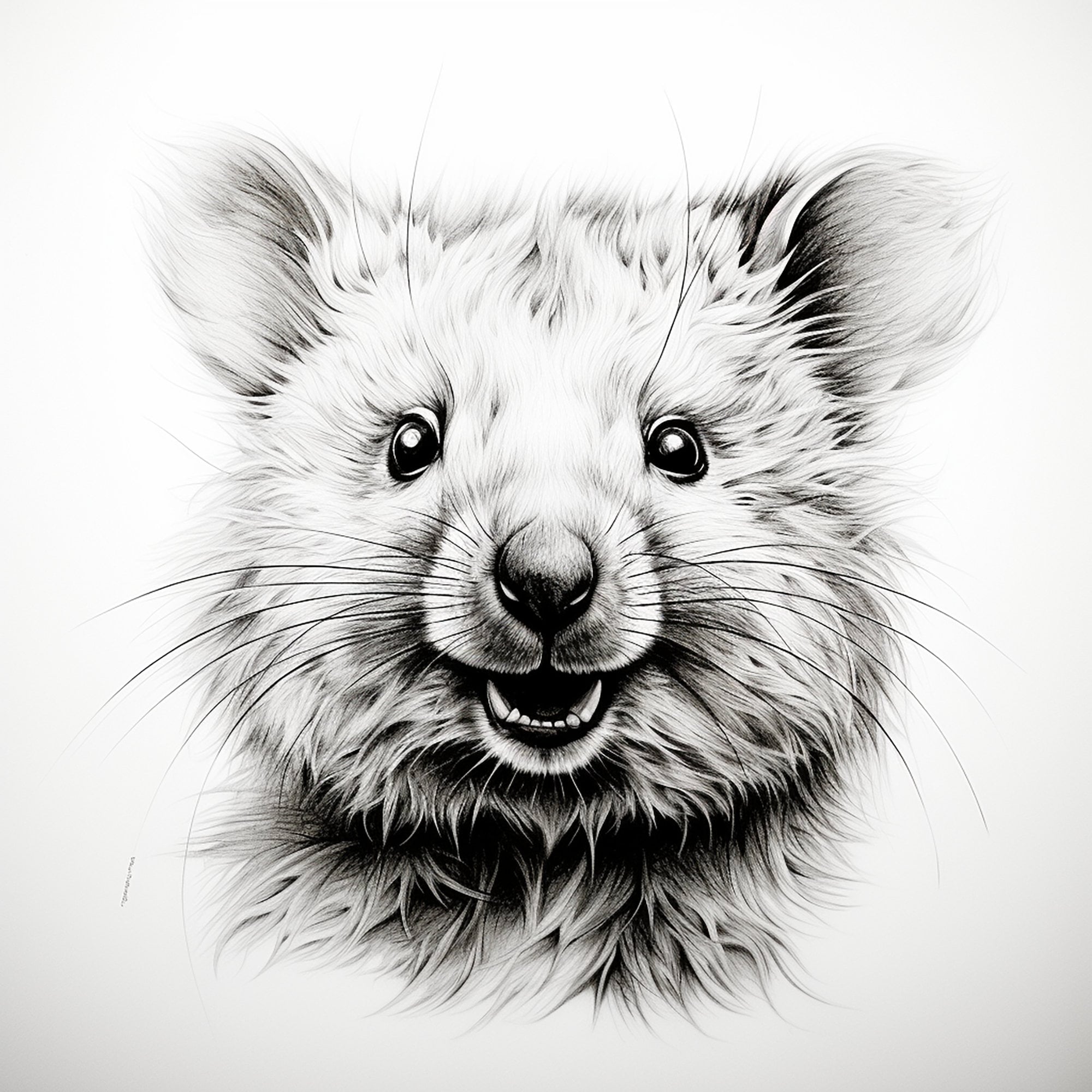 Smiling Quokka Clip Art Illustration, Fine Line Wildlife Animal ...