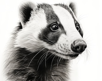 Meles Meles European Badger Temporary Fake Tattoo Sticker set of 2 - Etsy