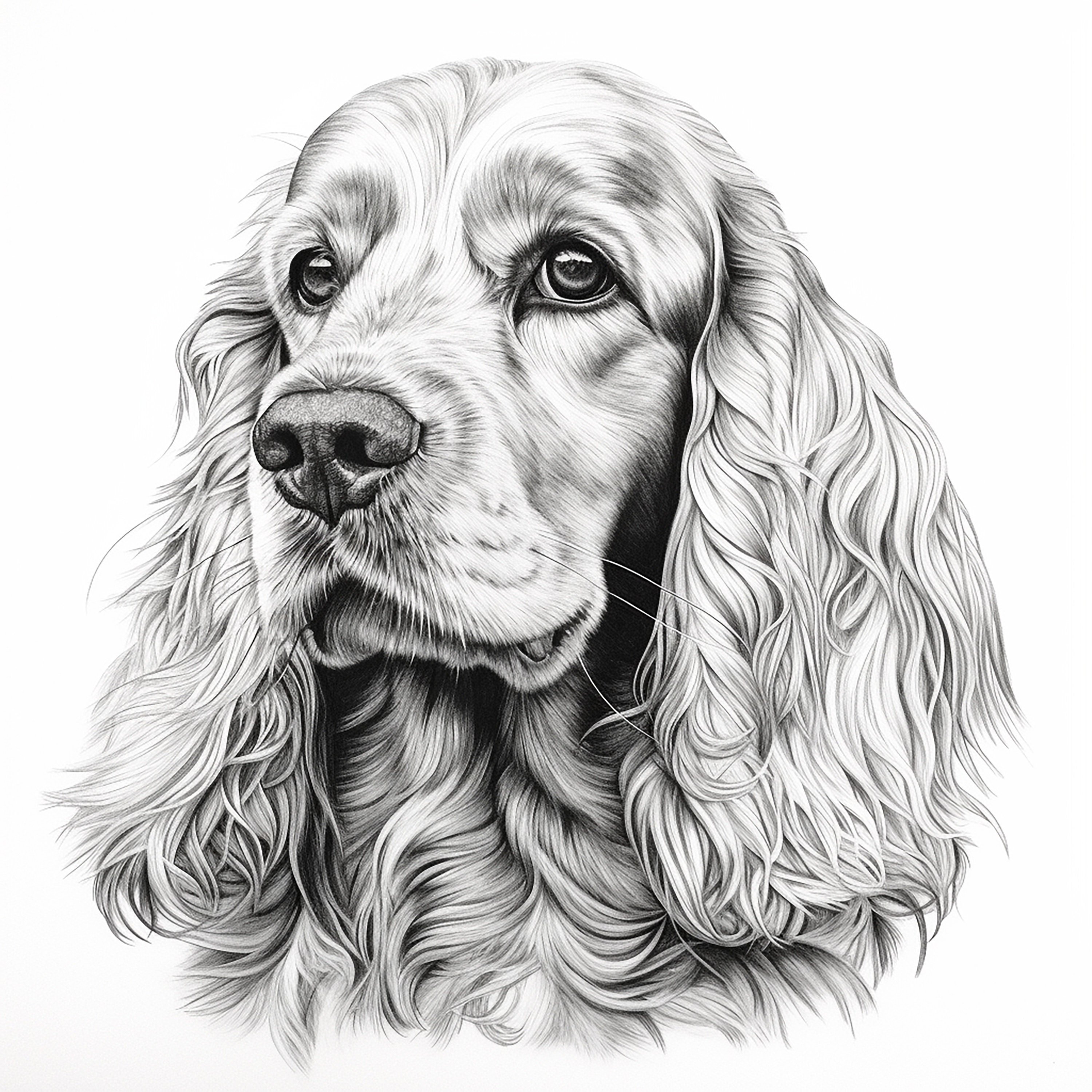 Cocker Spaniel Fine Line Pet Portrait, Printable Dog Image for Sticker ...