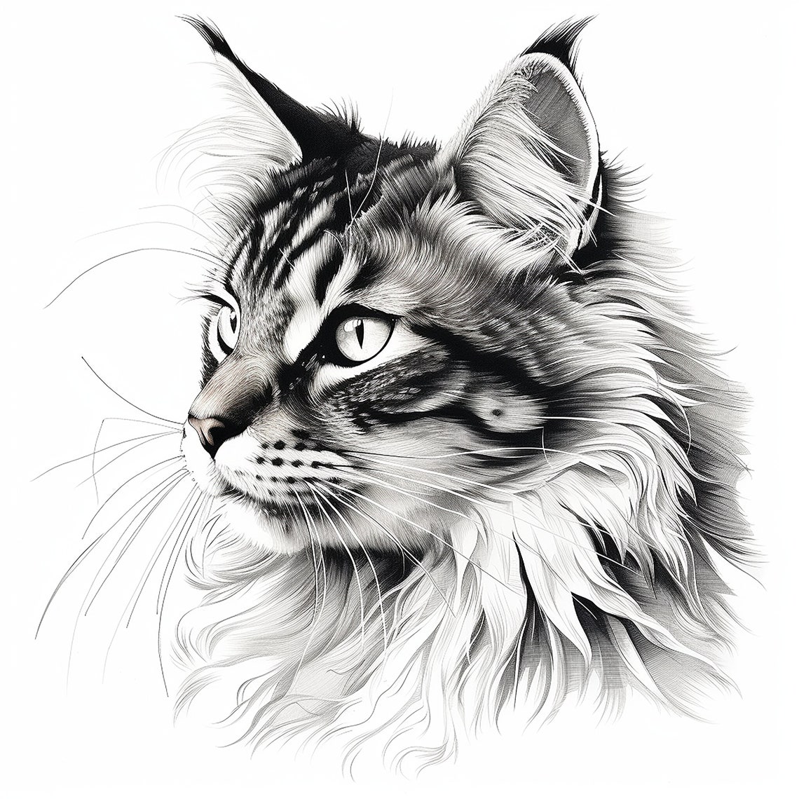 Maine Coon Cat Portrait, Printable Stencil Decal (digital Download) - Etsy