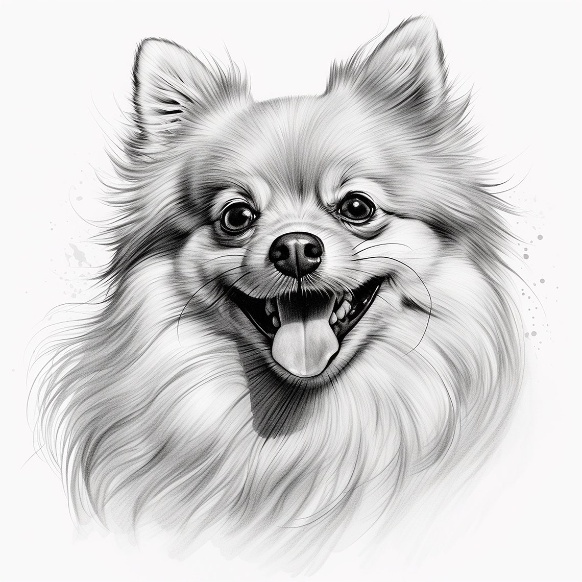 Pomeranian Clip Art Pet Portrait, Printable Fine Line Dog Drawing ...