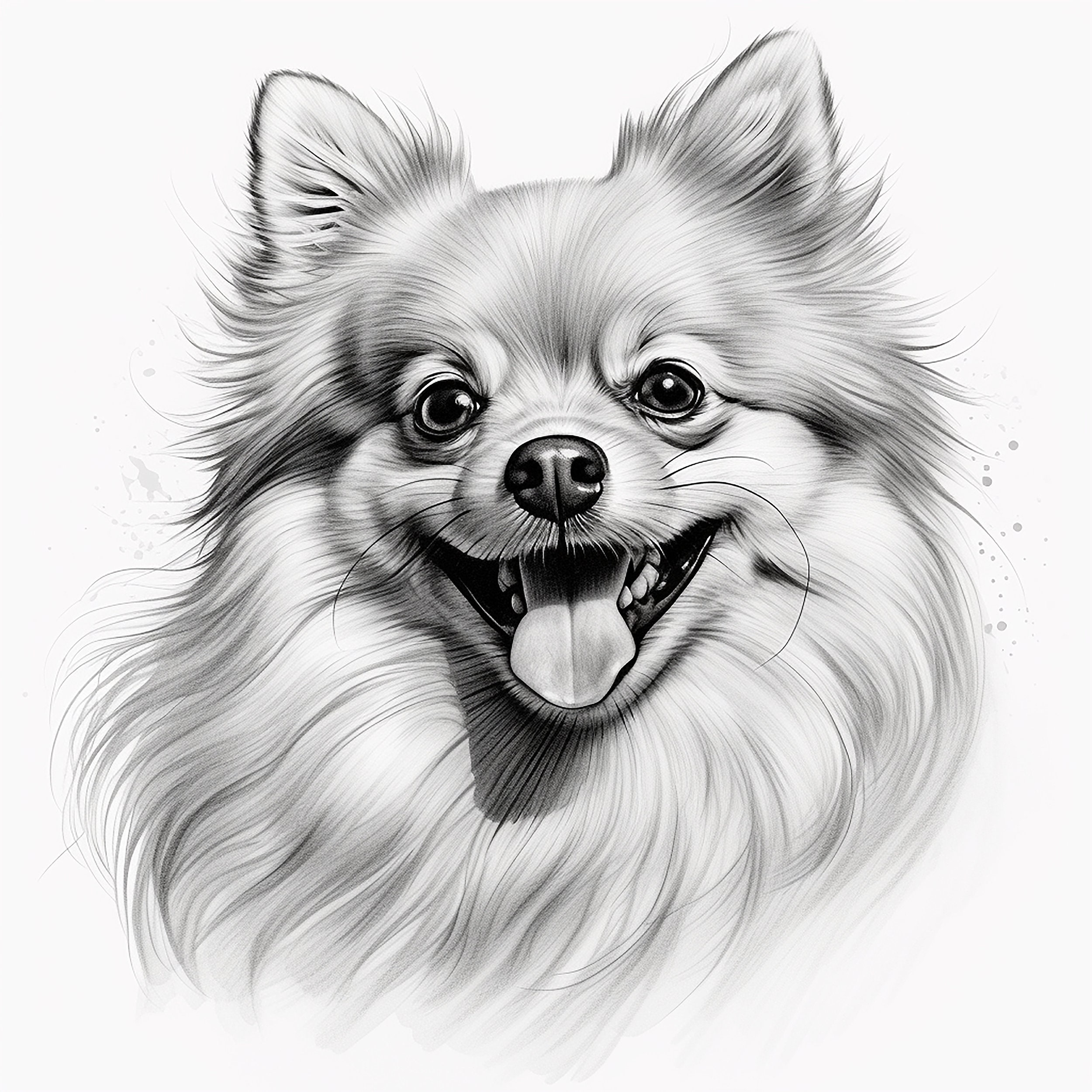 Pomeranian Clip Art Pet Portrait, Printable Fine Line Dog Drawing ...