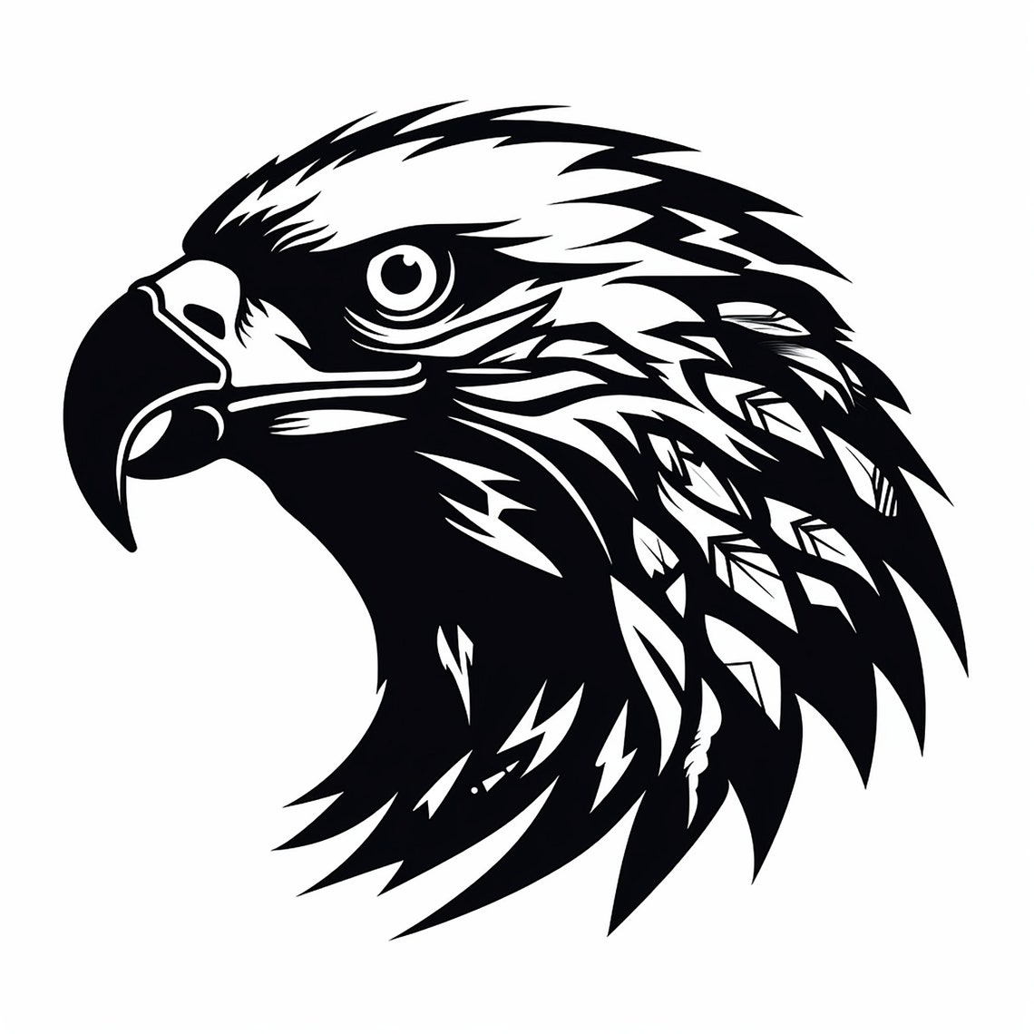 Hawk Simple Black Line Clip Art Illustration, Wild Bird Abstract Design ...