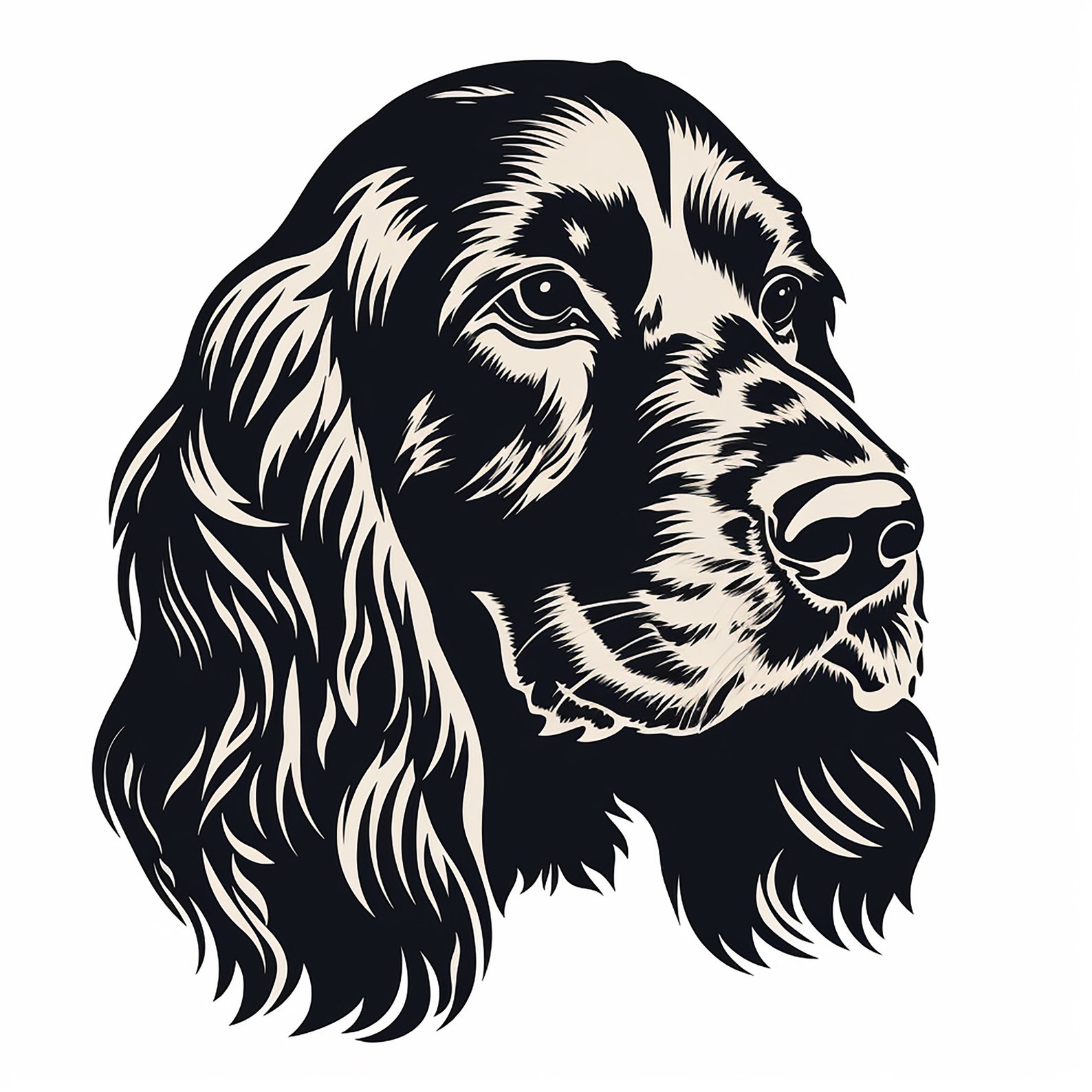 Cocker Spaniel Black Line Art: Printable Dog Stencil (digital Download ...
