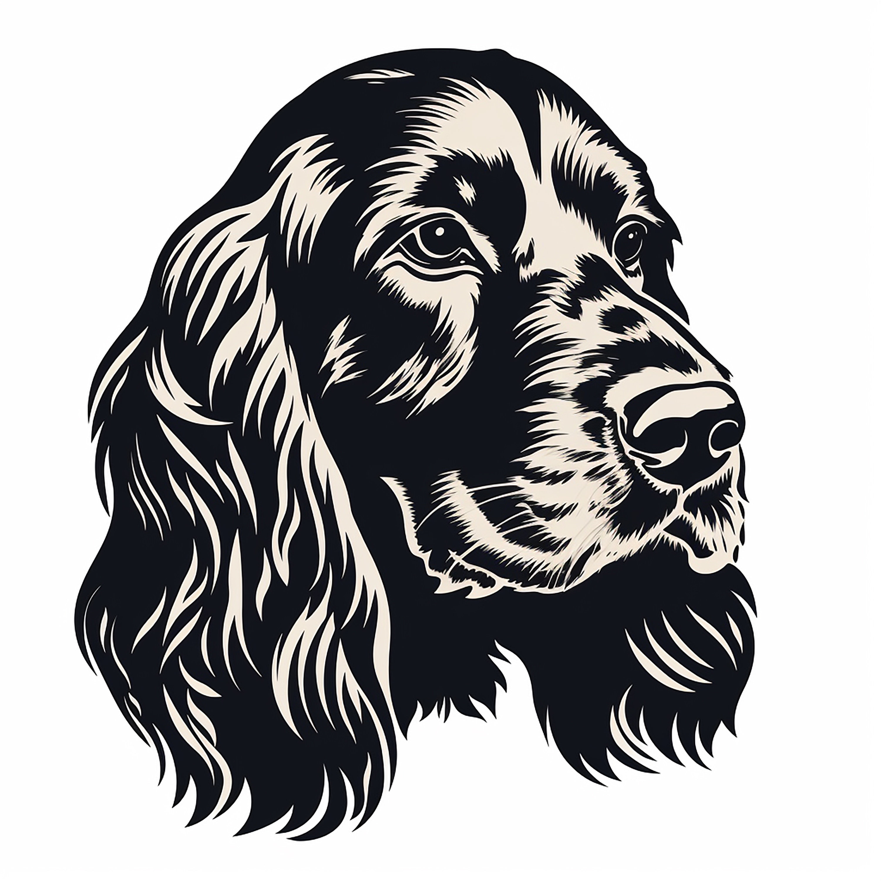 Cocker Spaniel Black Line Dog Stencil, Printable Pet Portrait for ...