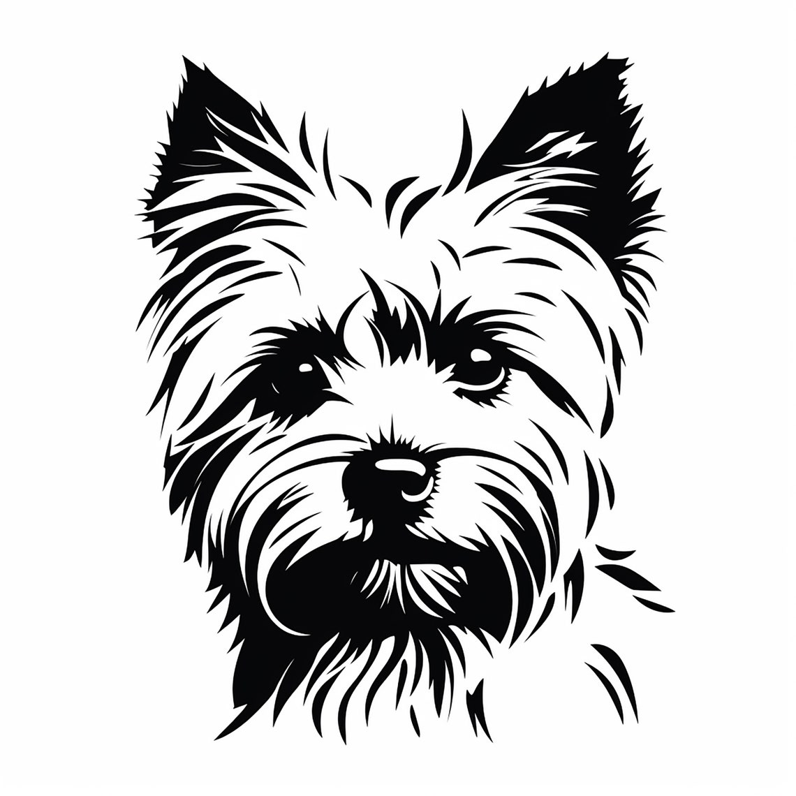 Yorkie Black Line Art: Printable Dog Decal, Stencil, Logo (digital ...