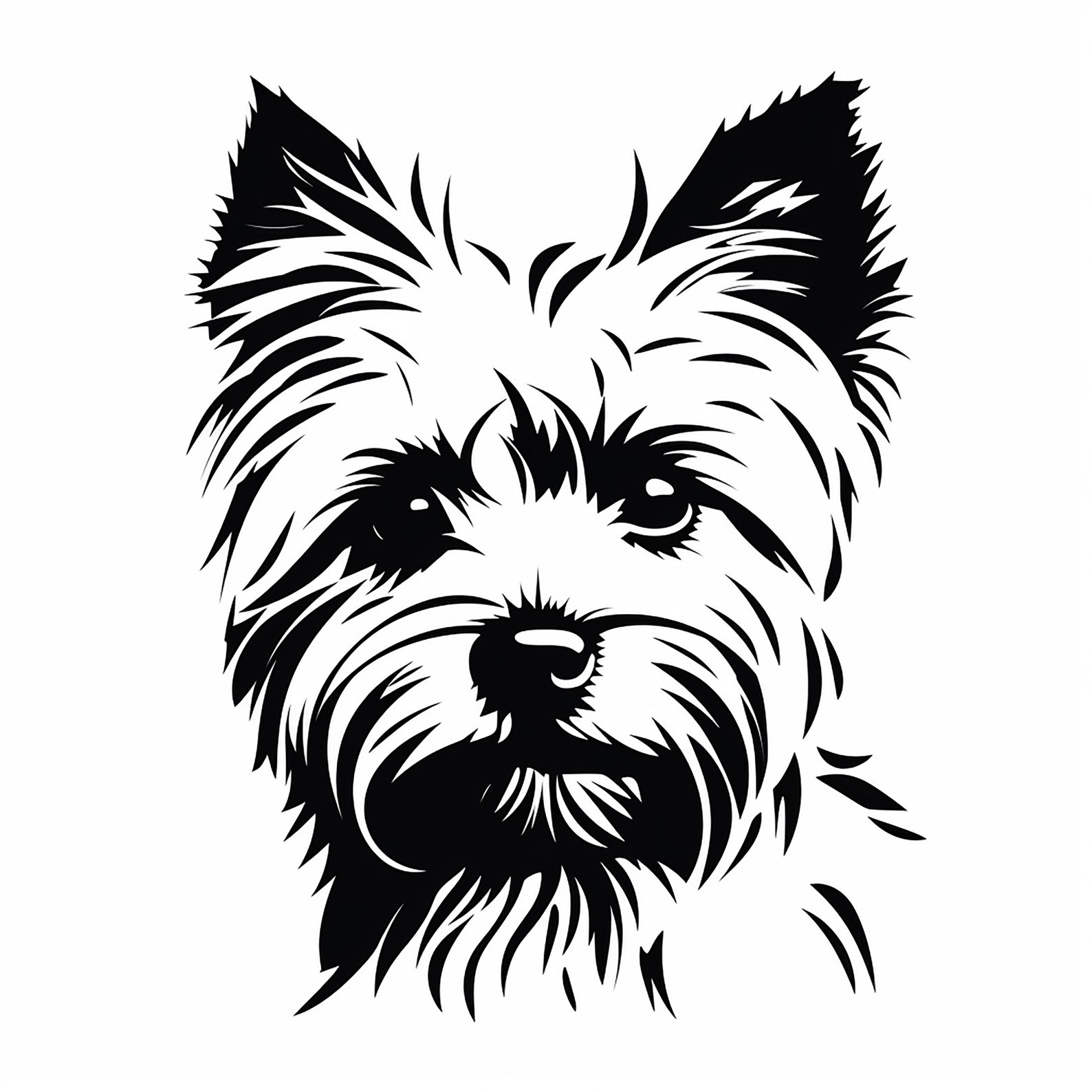 Yorkie Black Line Art: Printable Dog Decal, Stencil, Logo (digital ...