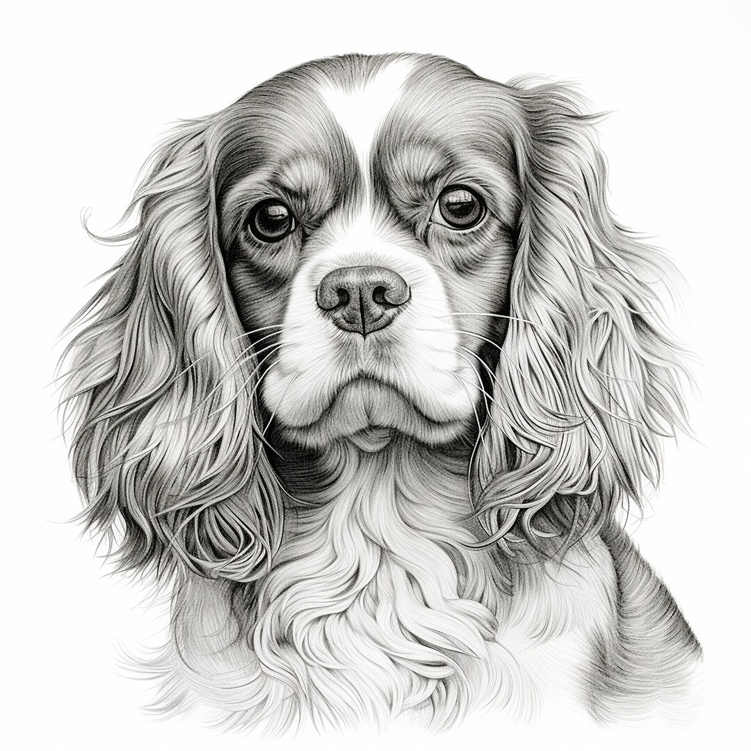 Cavalier King Charles Spaniel Pet Portrait, Printable Dog Image for ...