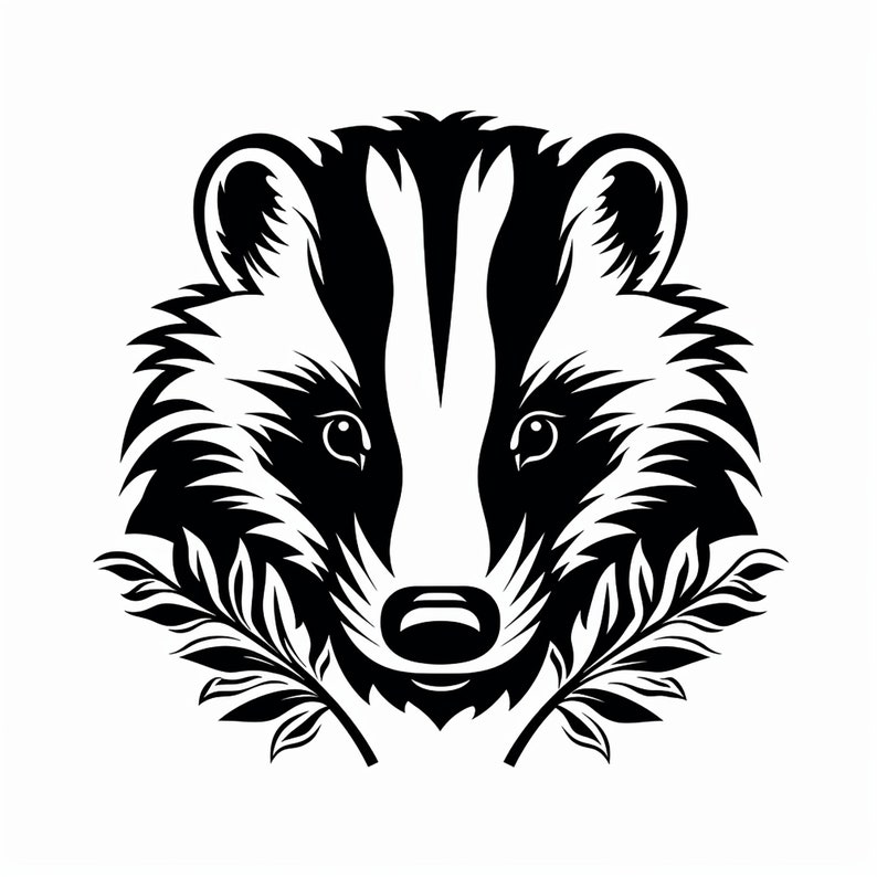 Badger Black Line Clip Art Illustration, Printable Wildlife Animal ...