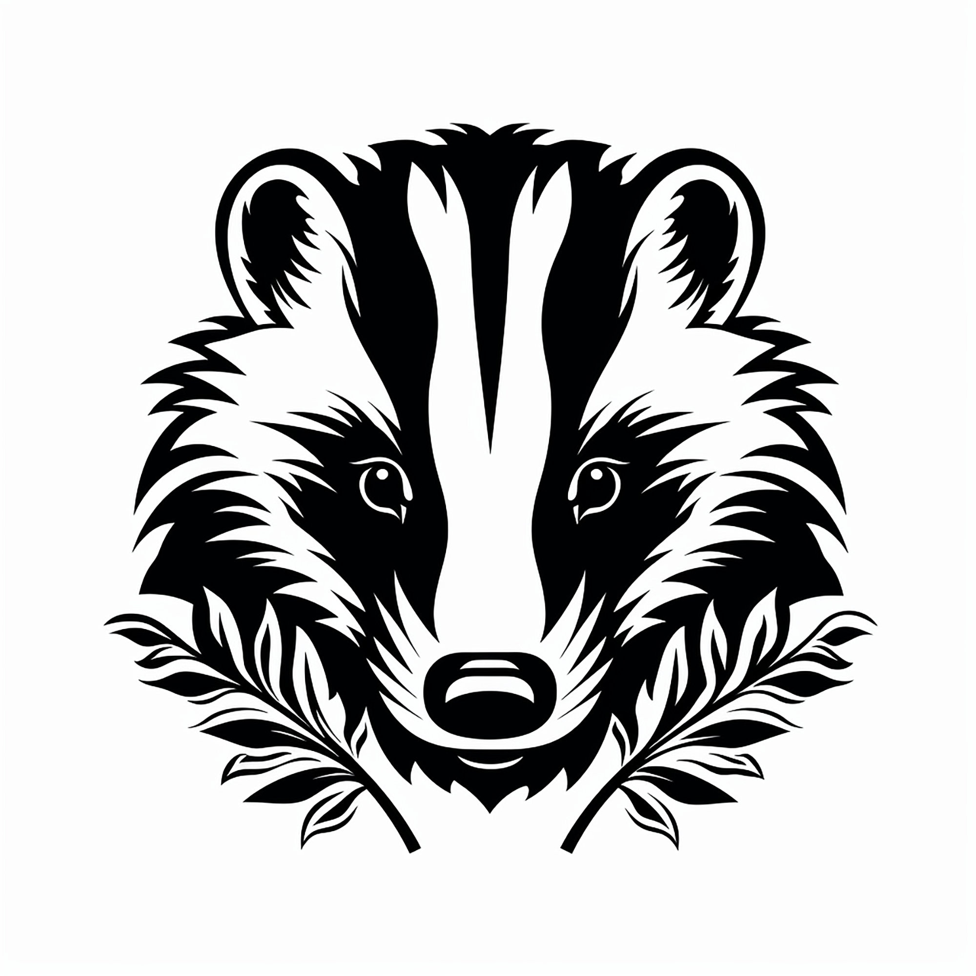Badger Black Line Clip Art Illustration, Printable Wildlife Animal ...
