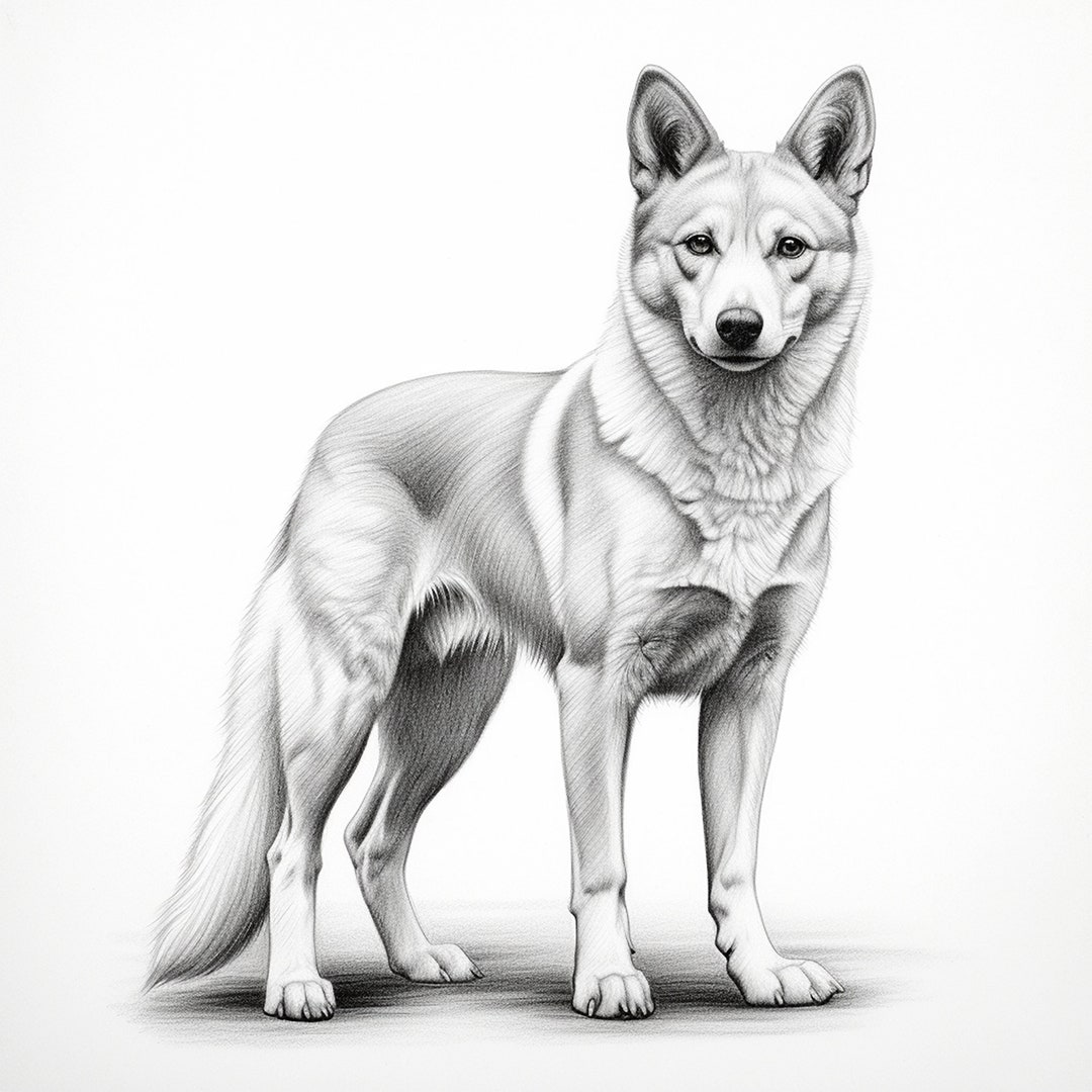 Canaan Dog Fine Line Portrait: Printable Pet Clip Art (PNG, JPEG) - Etsy