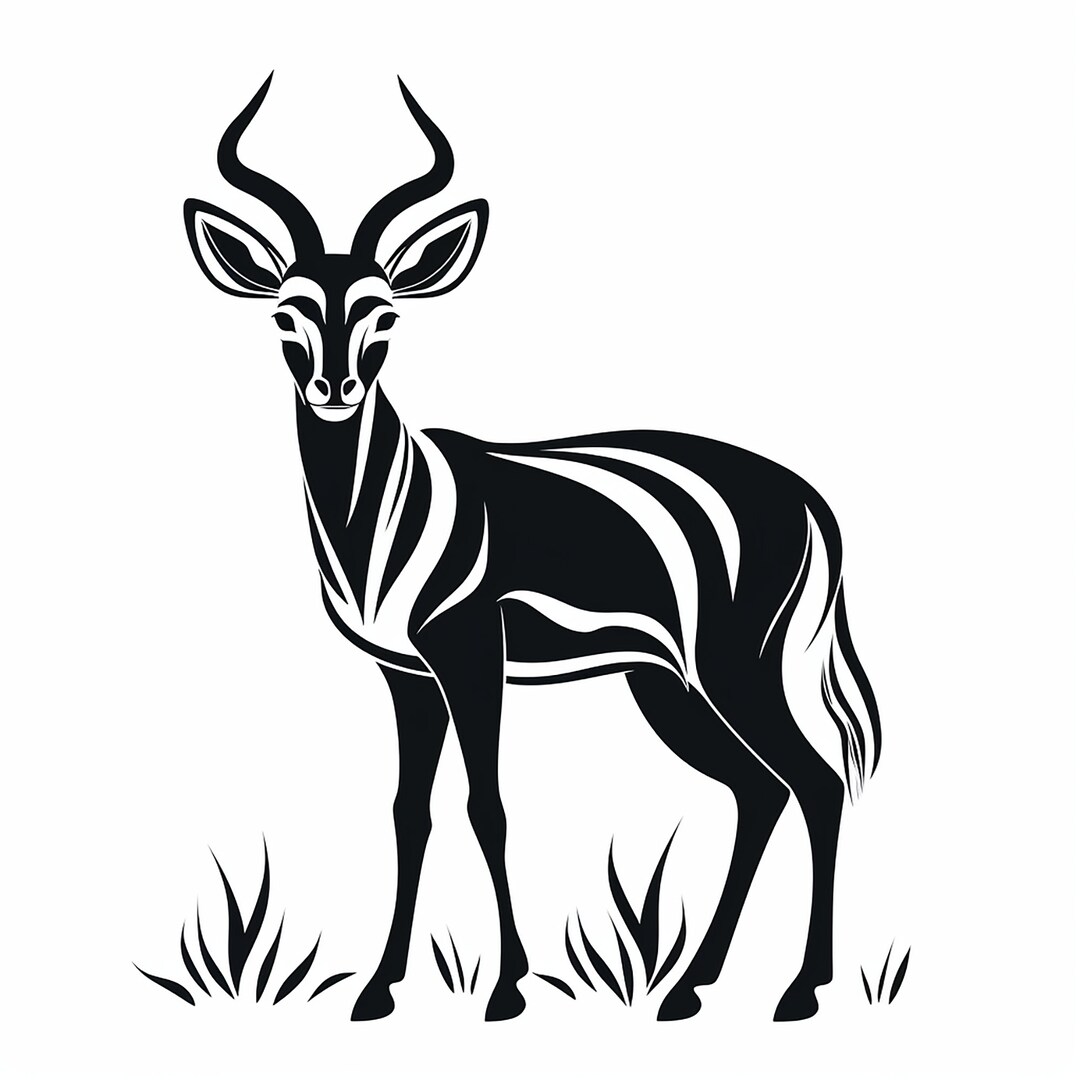 Impala Black Line Clip Art Illustration, Printable Wildlife Animal ...