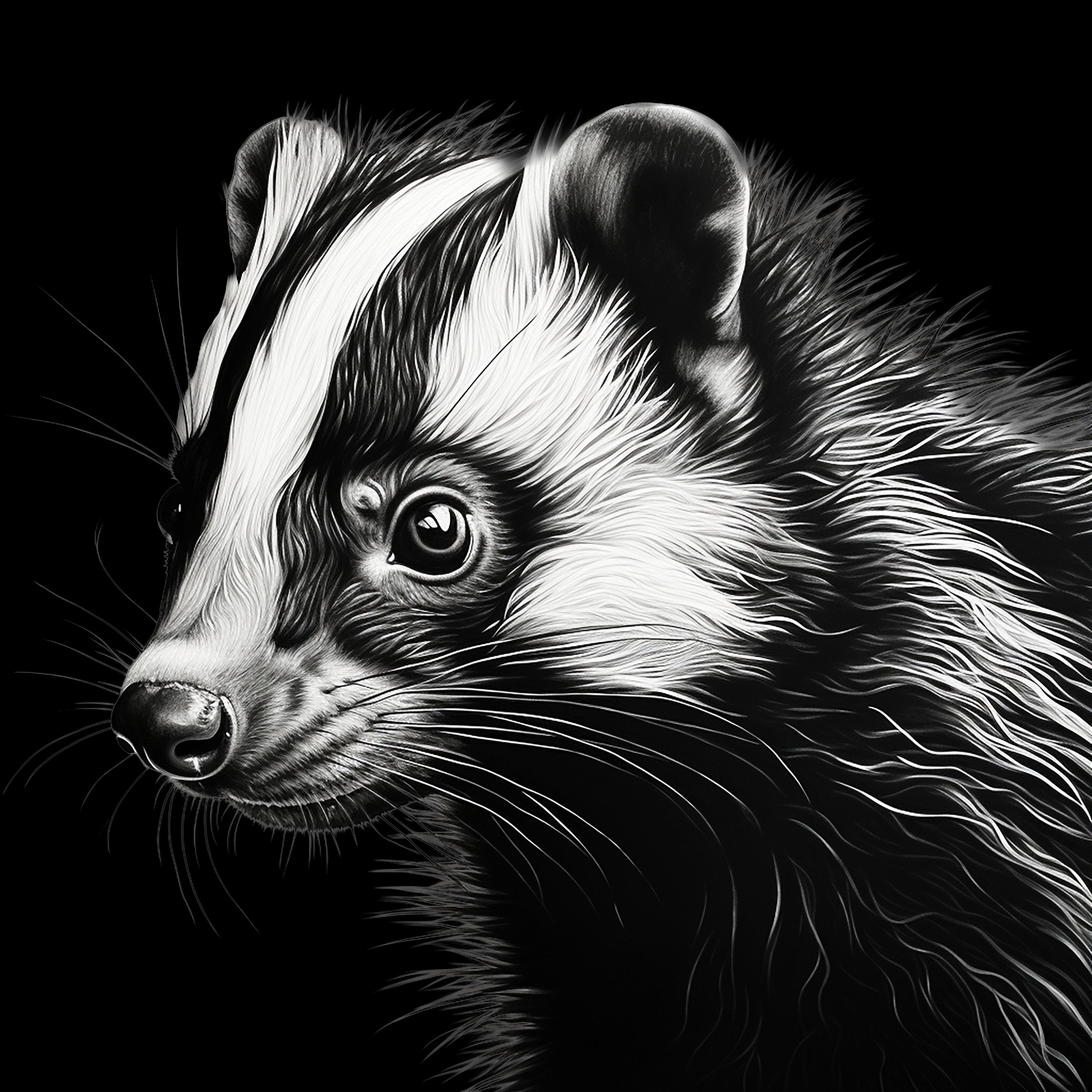 Skunk Black Line Art: Wildlife Stencil, Logo, Tattoo (digital Download ...