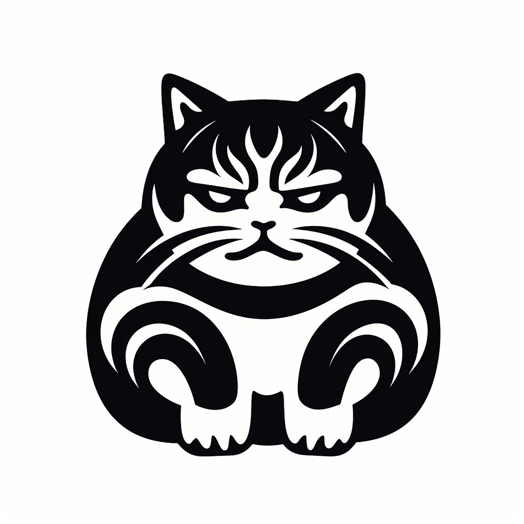 Sassy Cat Black Line Art: Abstract Pet Illustration (digital Download ...
