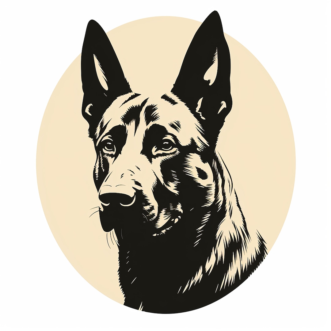 Belgian Malinois Black Line Clip Art, Printable Simple Dog Decal for ...