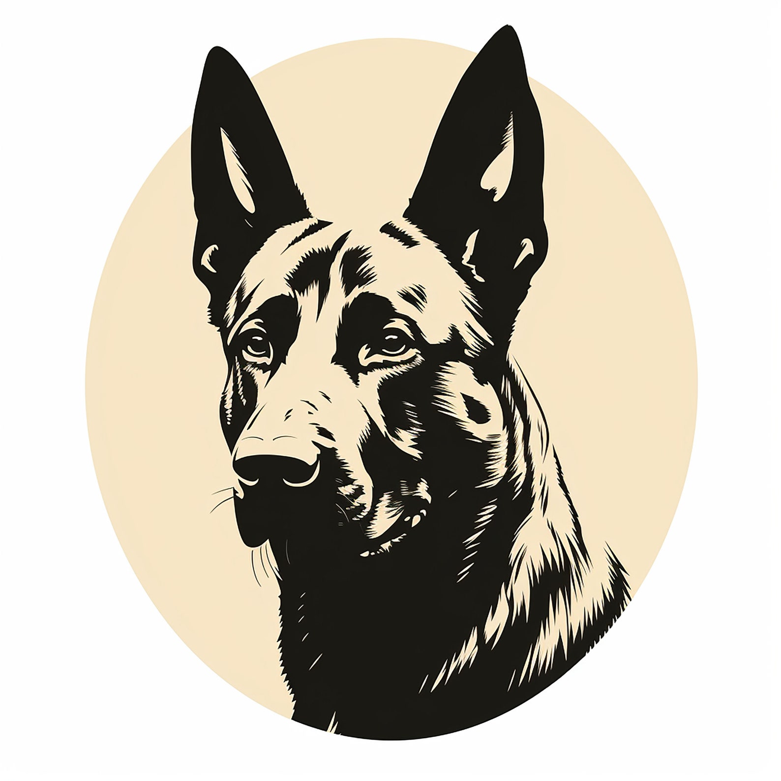 Belgian Malinois Black Line Art: Dog Decal, Stencil, Logo (digital ...