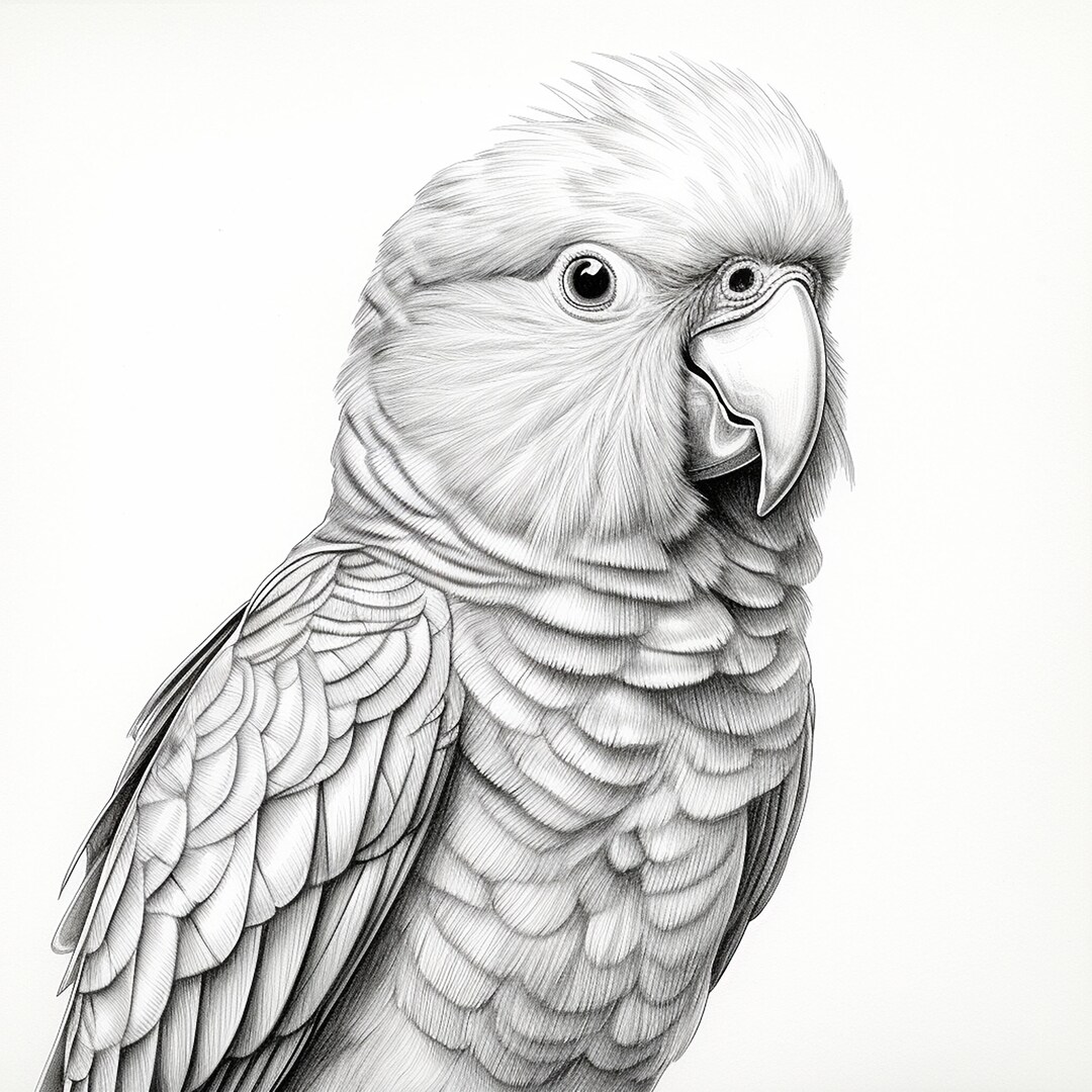 Parakeet Fine Line Art: Pet Portrait, Stencil, Logo (digital Download ...
