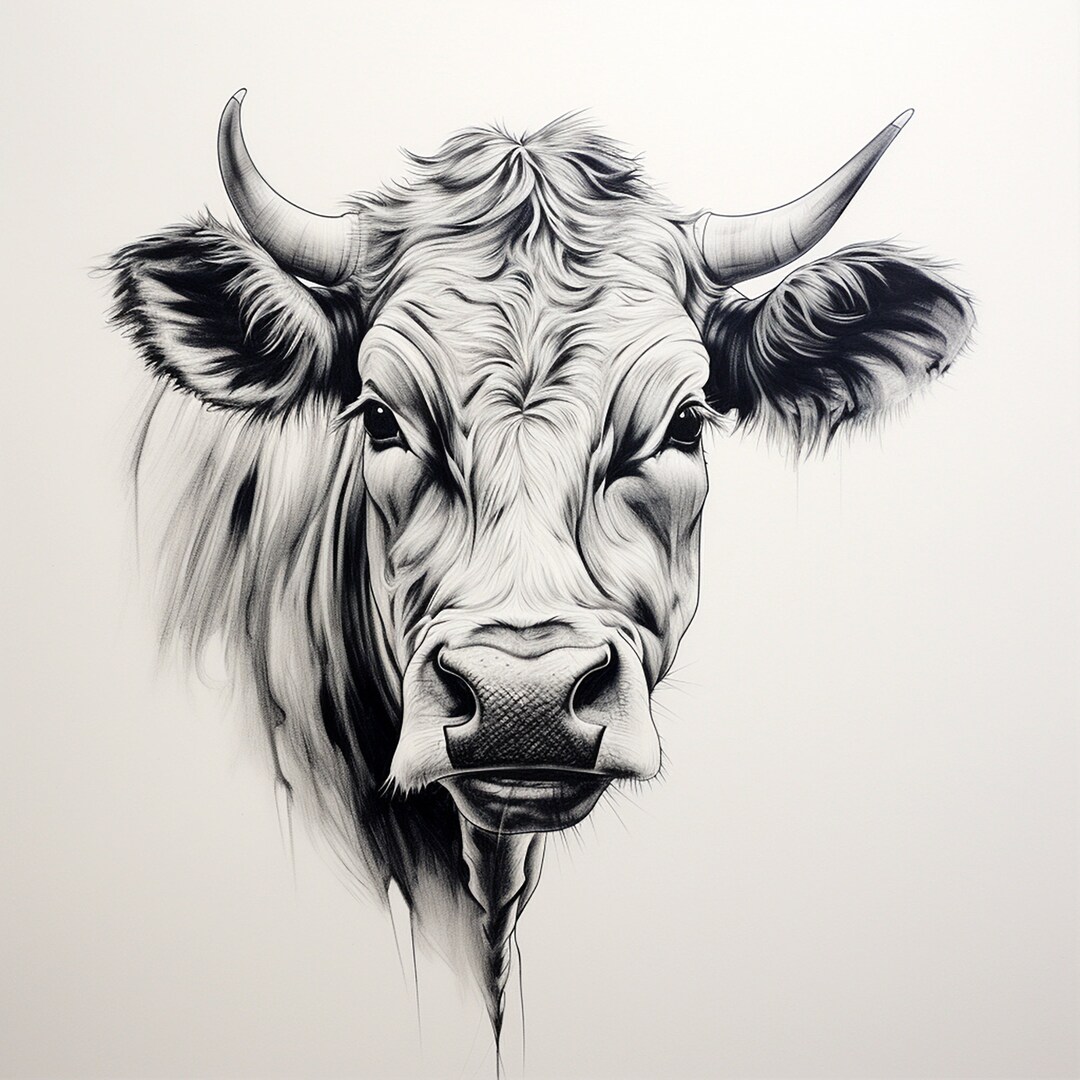Cow Clip Art, Printable Farm Animal Decal for Download Sticker, Stencil ...