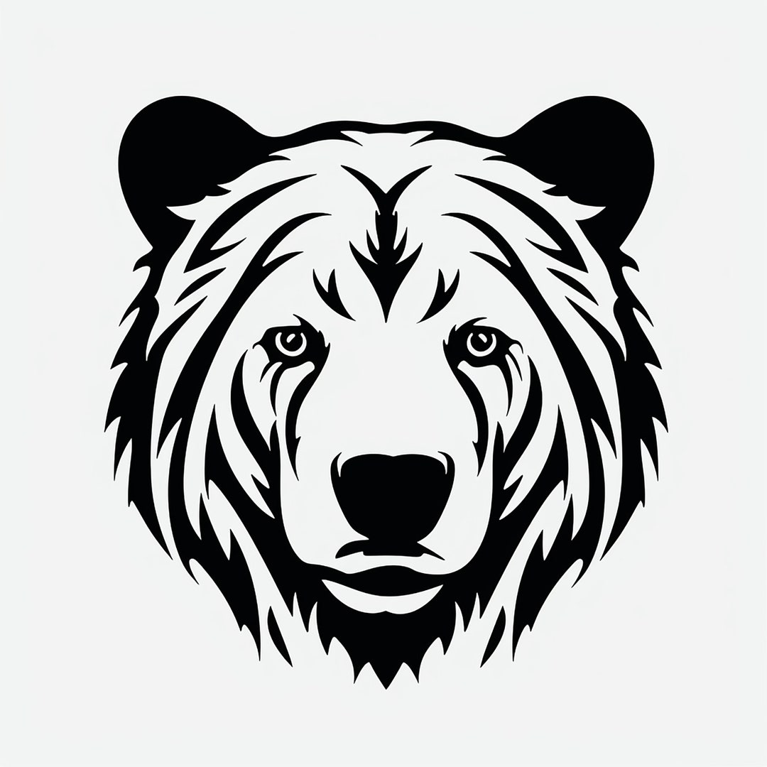 Bear Black Line Art: Wildlife Stencil, Tattoo, Logo (digital Download ...