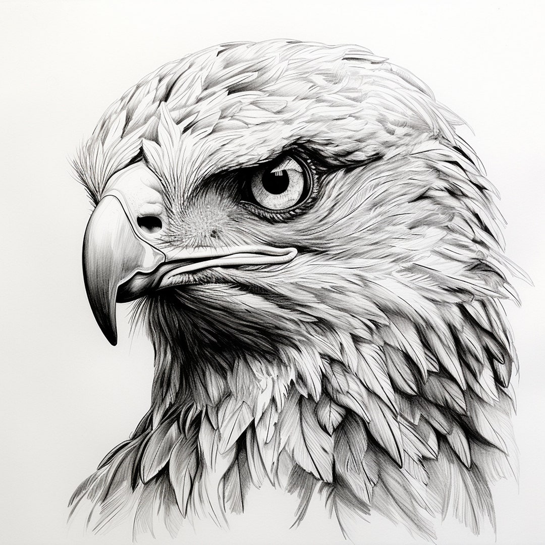 Hawk Portrait Illustration: Realistic Wild Bird Design (digital ...