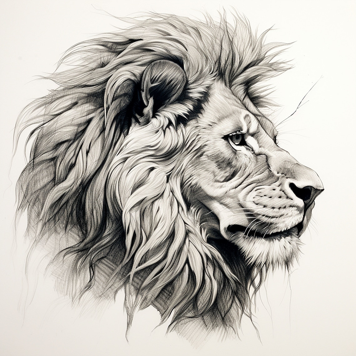 Lion Fine Line Clip Art, Printable Wildlife Animal Image for Instant ...