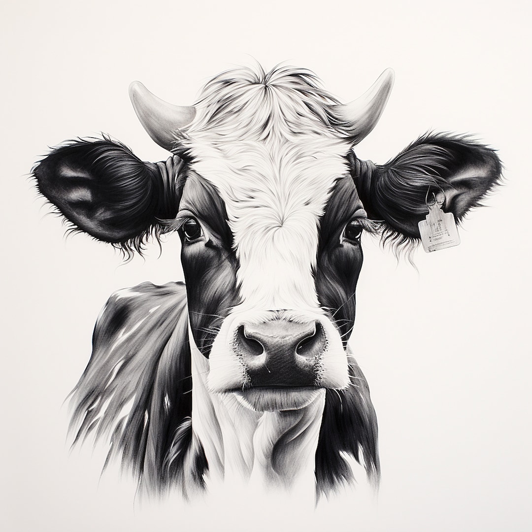 Cow Portrait Fine Line Art: Farm Animal Image (digital Download) - Etsy