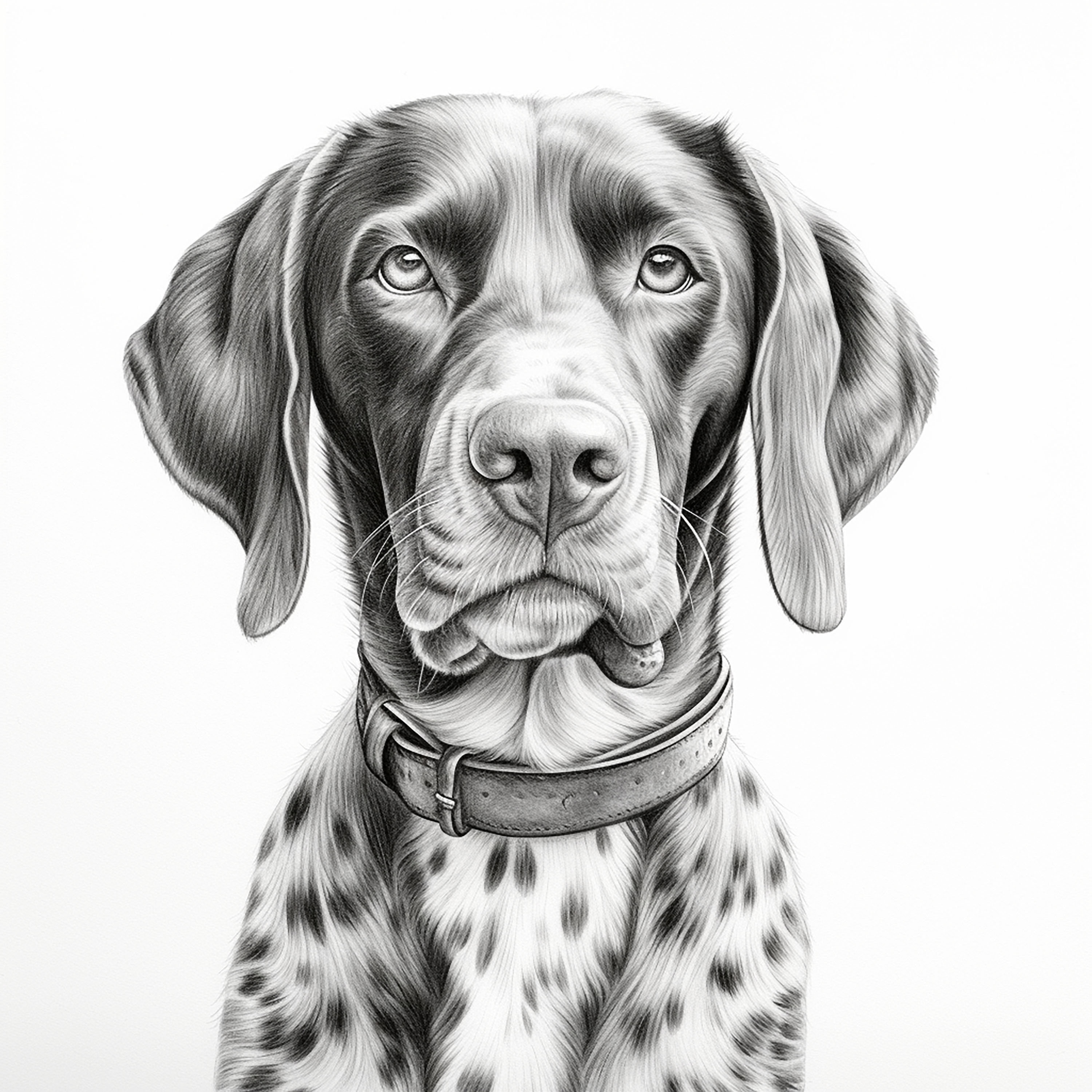German Pointer Fine Line Pencil Drawing, Printable Commercial Pet ...