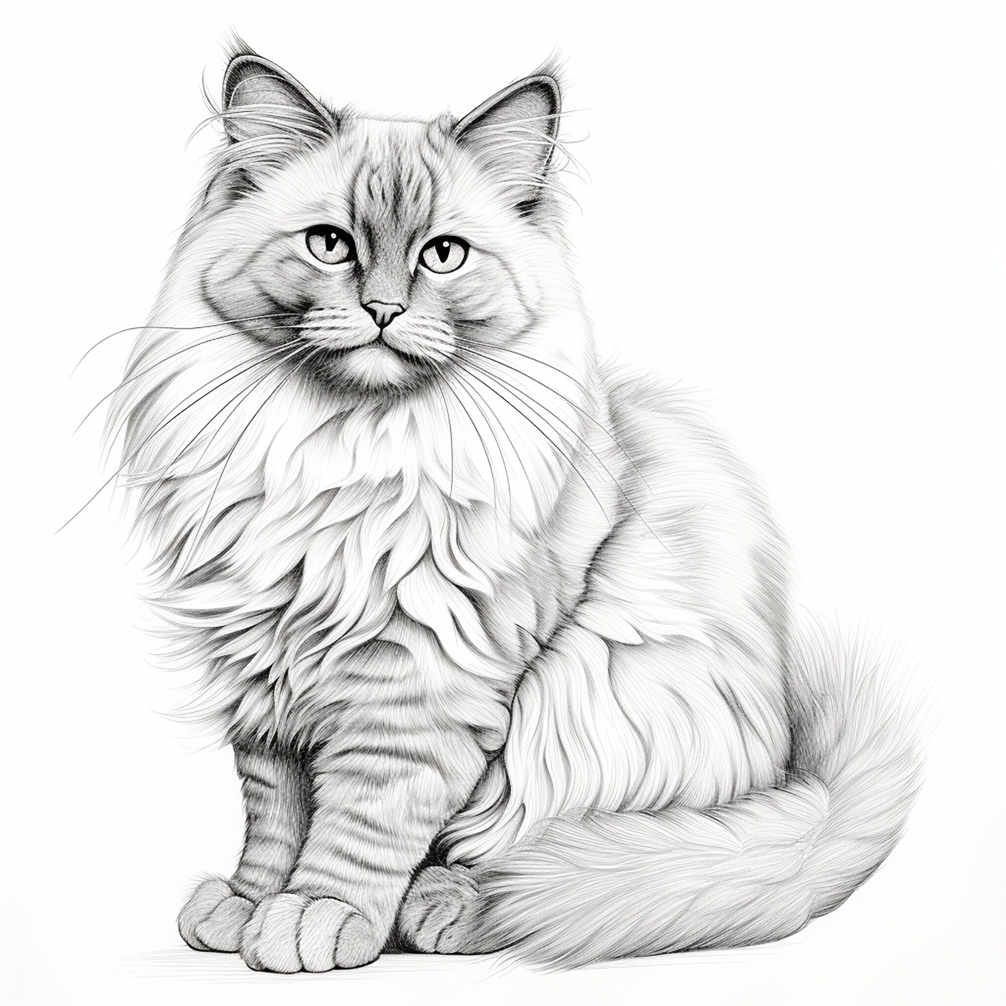 Ragdoll Cat Pet Portrait Clip Art, Printable Animal Illustration ...