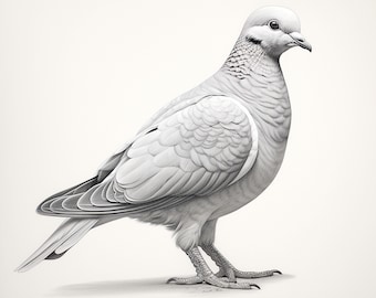 Dove Fine Line Bird Drawing, Printable Flying Pigeon for Sticker ...