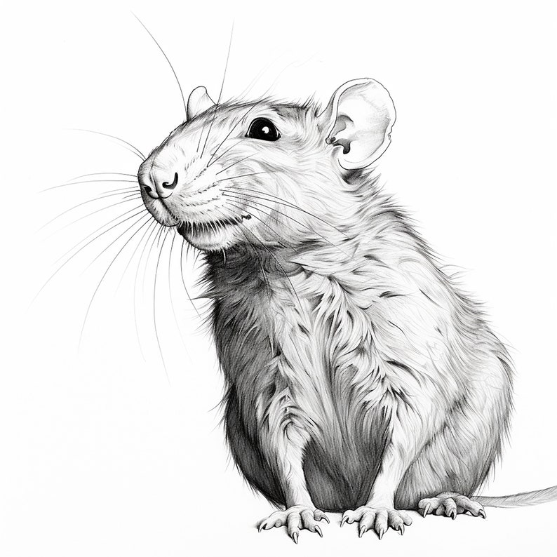 Rat Fine Line Animal Portrait, Printable Rat for Sticker, Logo, Tattoo ...
