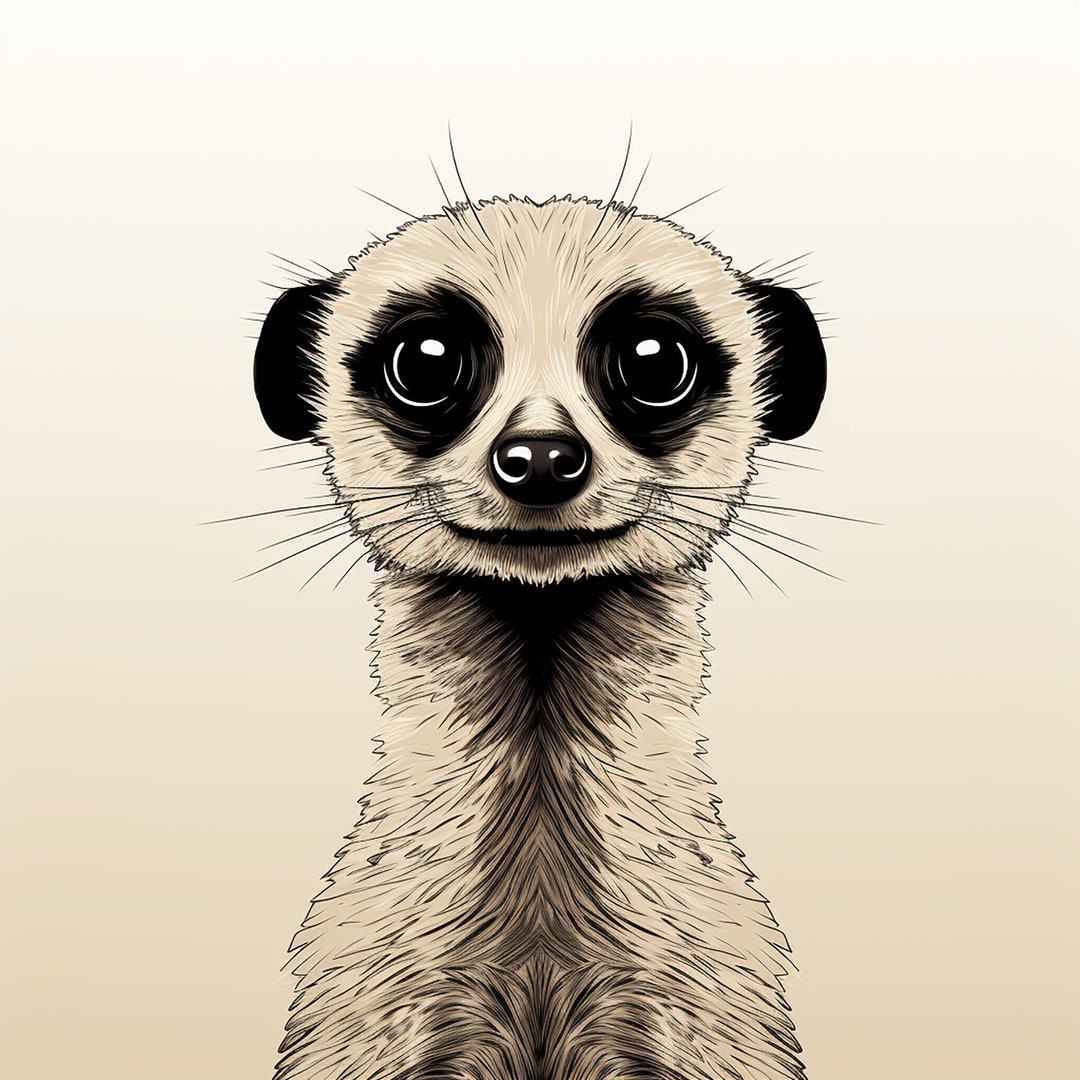 Meerkat Line Art Illustration: Minimalist Wildlife Image (PNG, JPEG) - Etsy