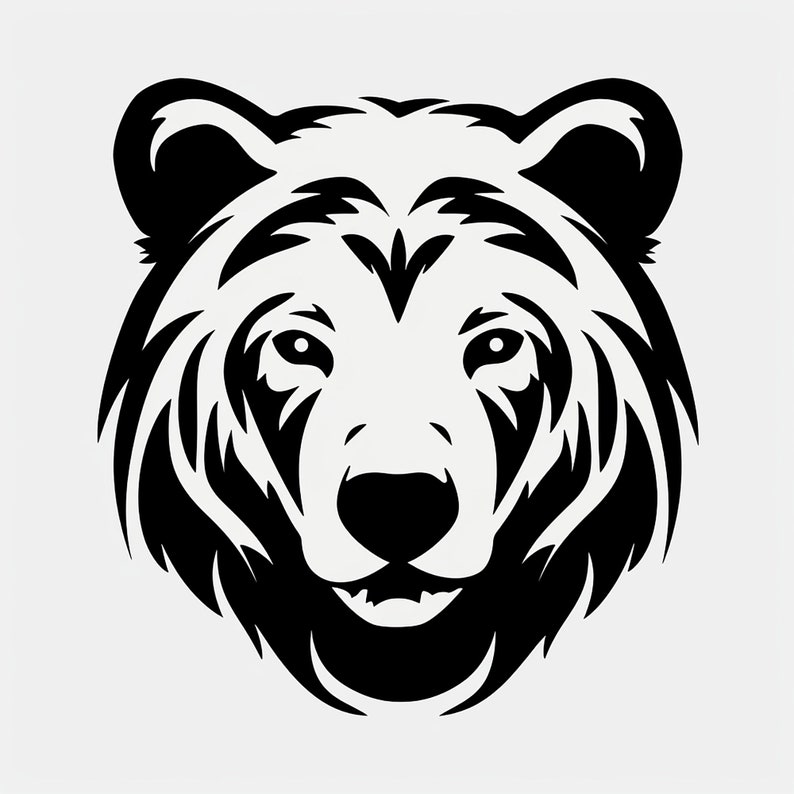 Bear Black Line Wildlife Clip Art, Printable Animal Illustration for ...