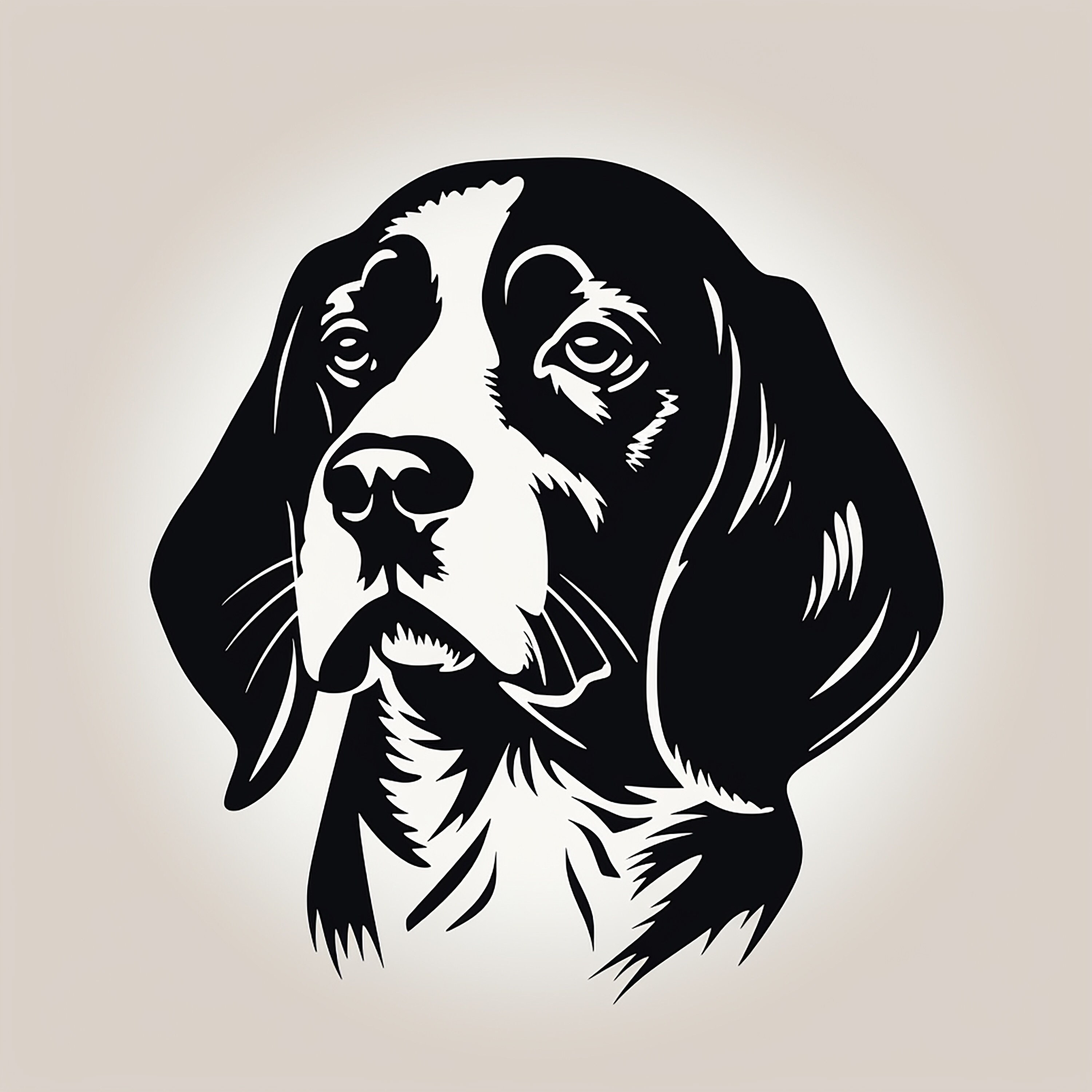 Beagle Solid Black Line Dog Portrait, Printable Pet Images for Sticker ...