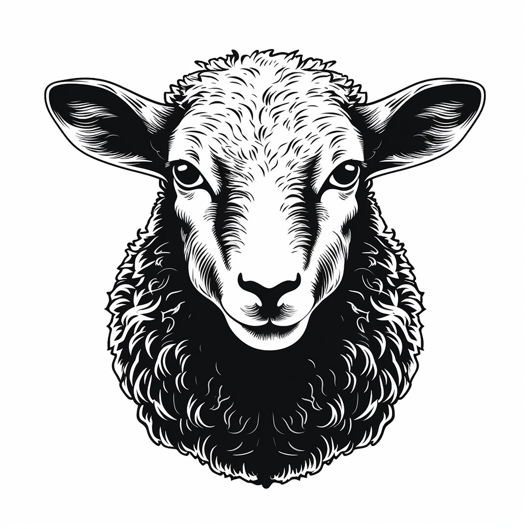 Sheep Simple Clip Art Illustration, Printable Farm Animal Design for ...