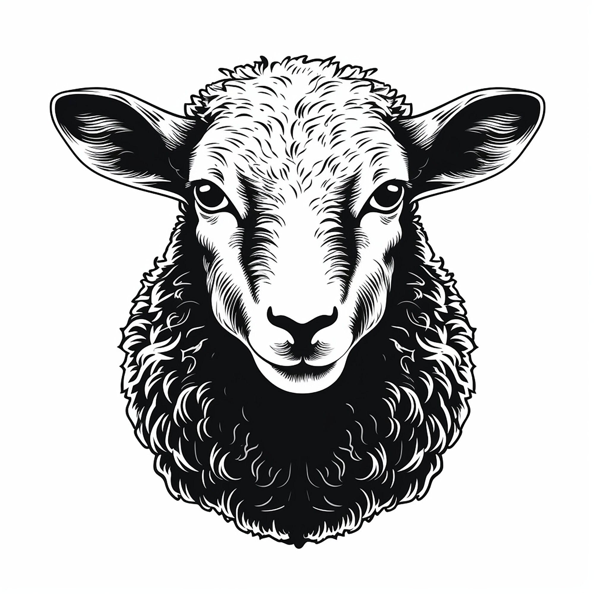 Sheep Simple Clip Art Illustration, Printable Farm Animal Design for ...