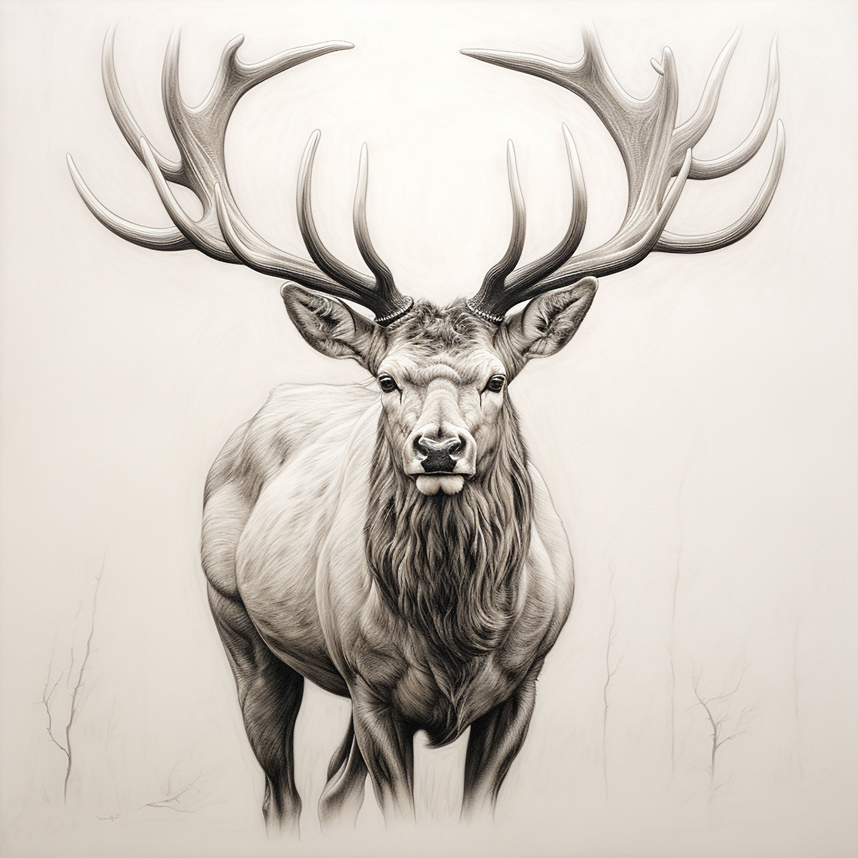 Elk Drawings Front View