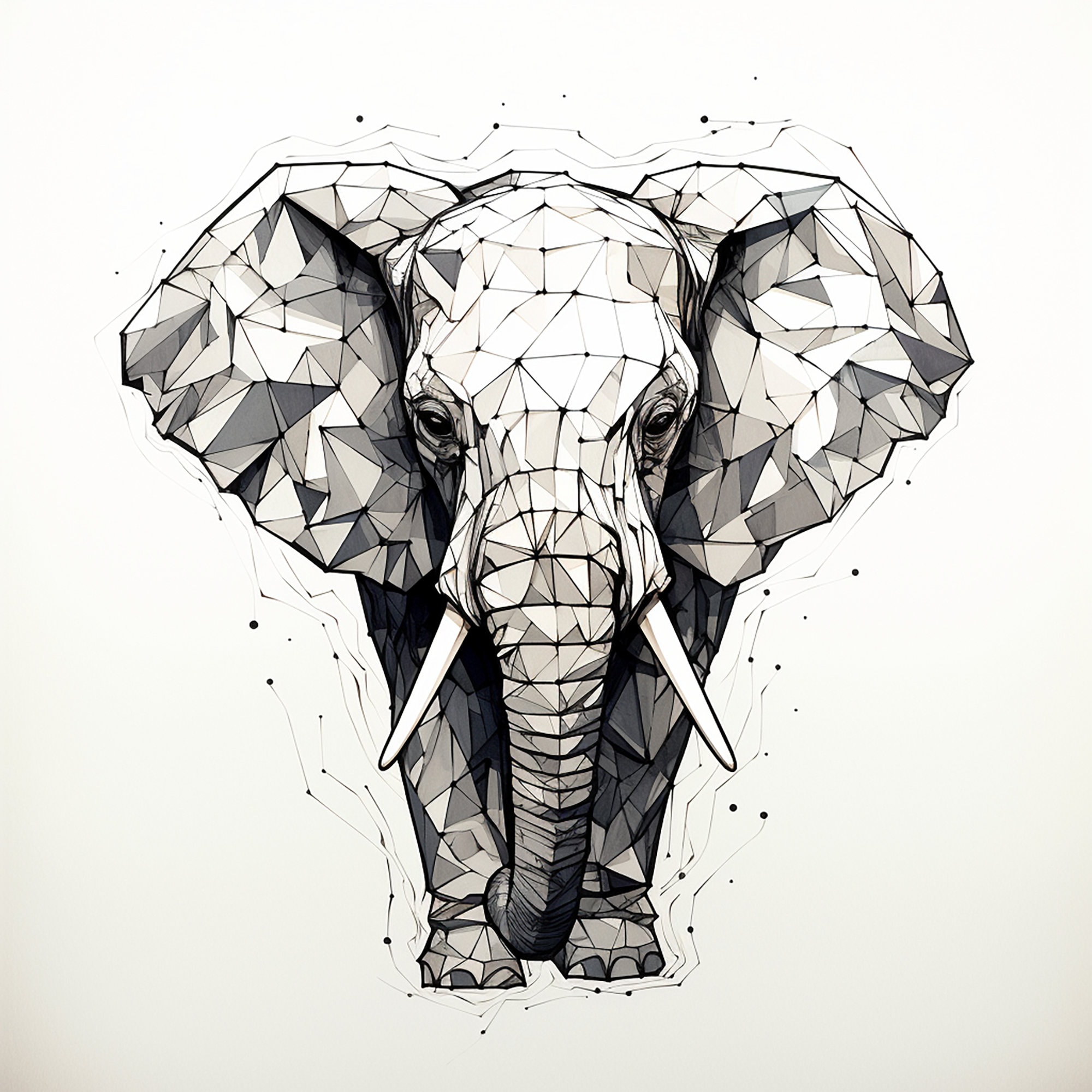 Geometric Elephant Printable Clip Art, Abstract Wildlife Animal ...