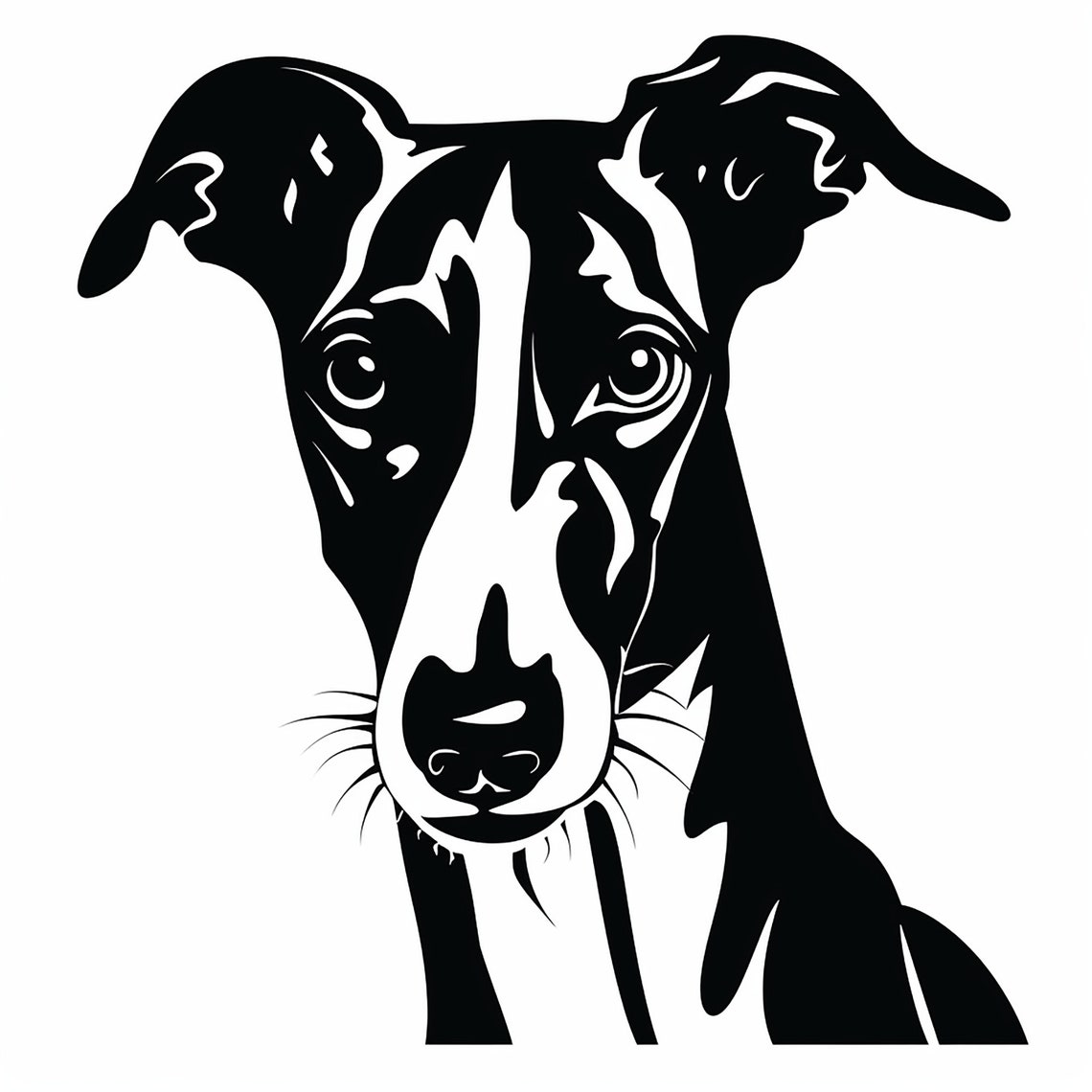 Greyhound Black Line Clip Art, Printable Pet Portrait, Dog Illustration ...