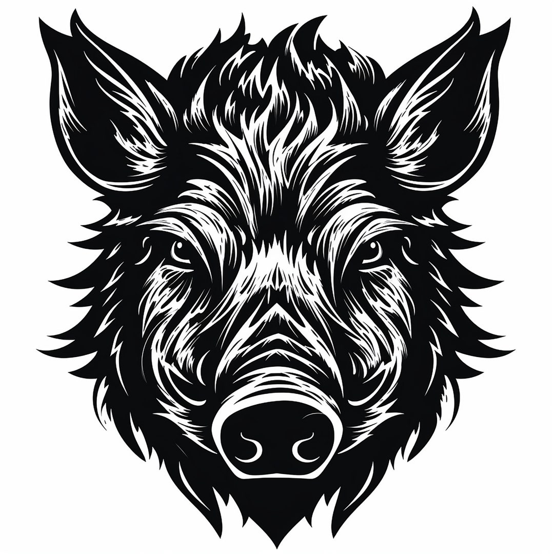 Abstract Wild Boar Clip Art Illustration, Printable Wildlife Animal ...