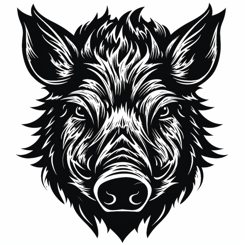 Abstract Wild Boar Clip Art Illustration, Printable Wildlife Animal ...