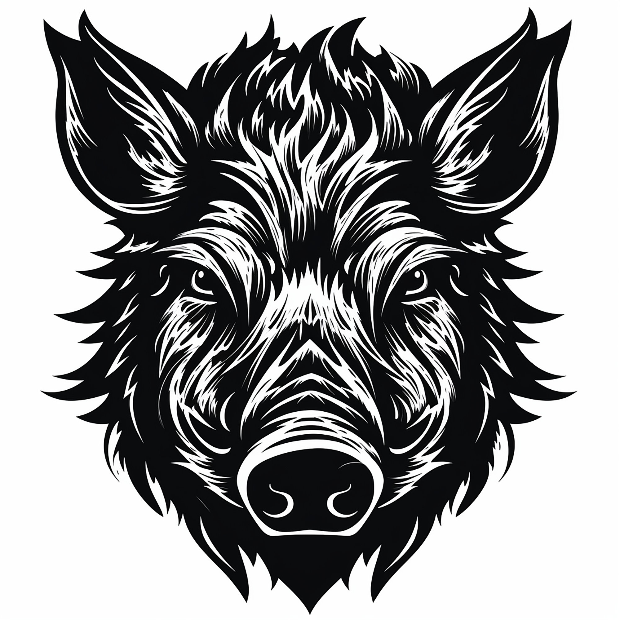 Abstract Wild Boar Clip Art Illustration, Printable Wildlife Animal ...