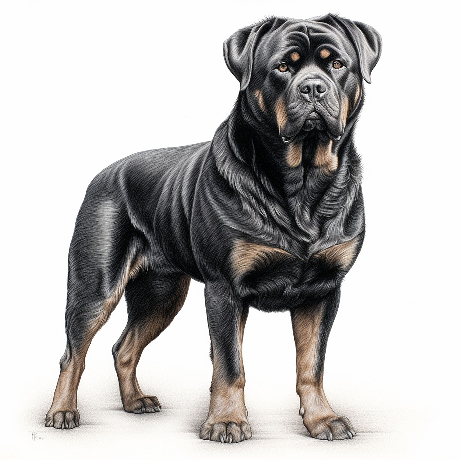 Rottweiler Fine Line Pet Portrait, Printable Dog Drawing for Animal ...